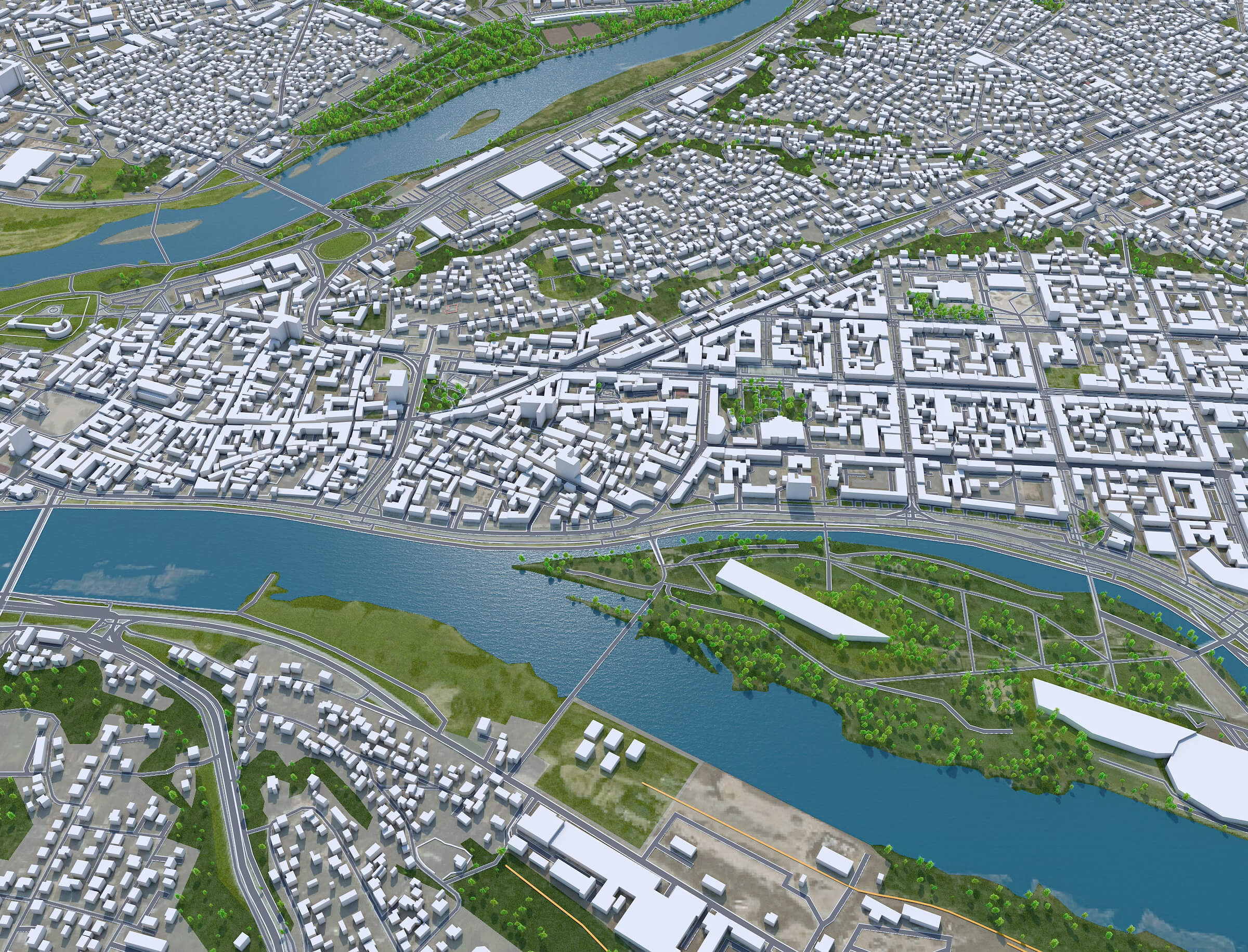 Kaunas City Lithuania 3D Model 50km by 3dstudio