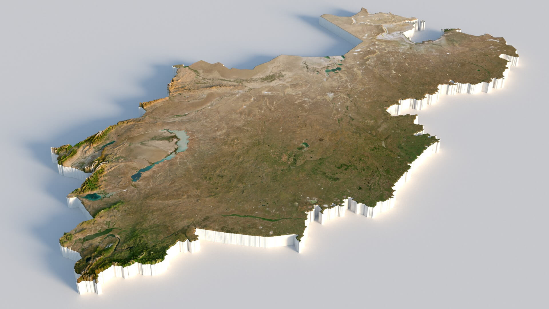 Kazakhstan Terrain Map - 3D Model by 3dstudio