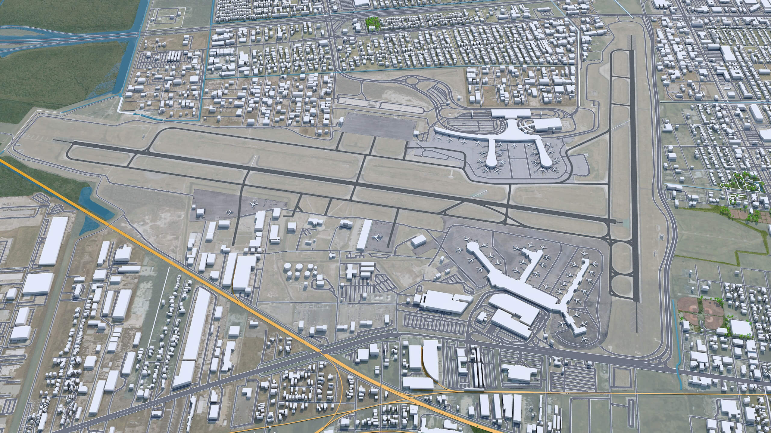 Kenner City Louisiana USA 3D Model 20km by 3dstudio