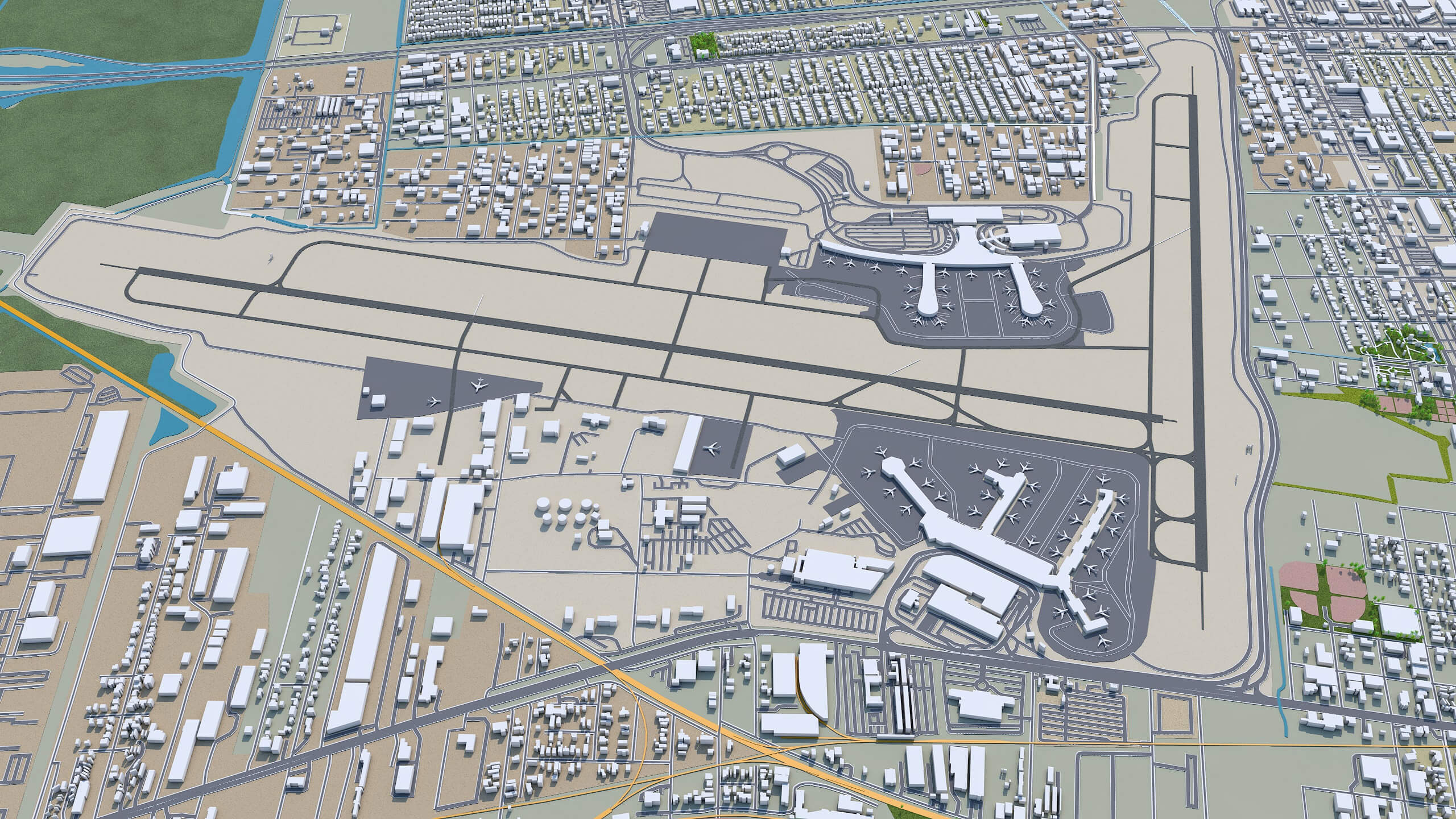 Kenner City Louisiana USA 3D Model 20km by 3dstudio