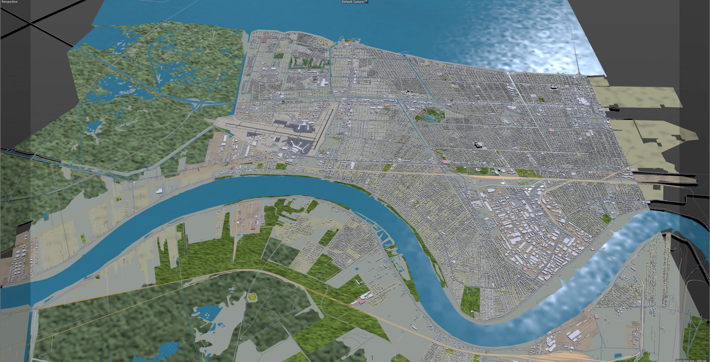 Kenner City Louisiana USA 3D Model 20km by 3dstudio