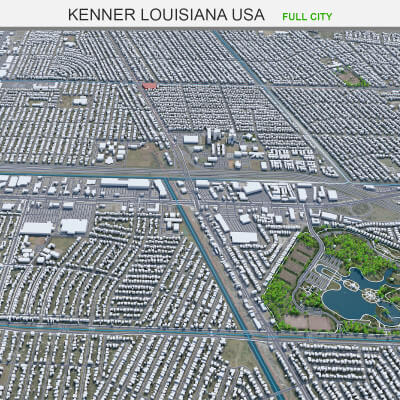 Kenner City Louisiana USA 3D Model 20km by 3dstudio