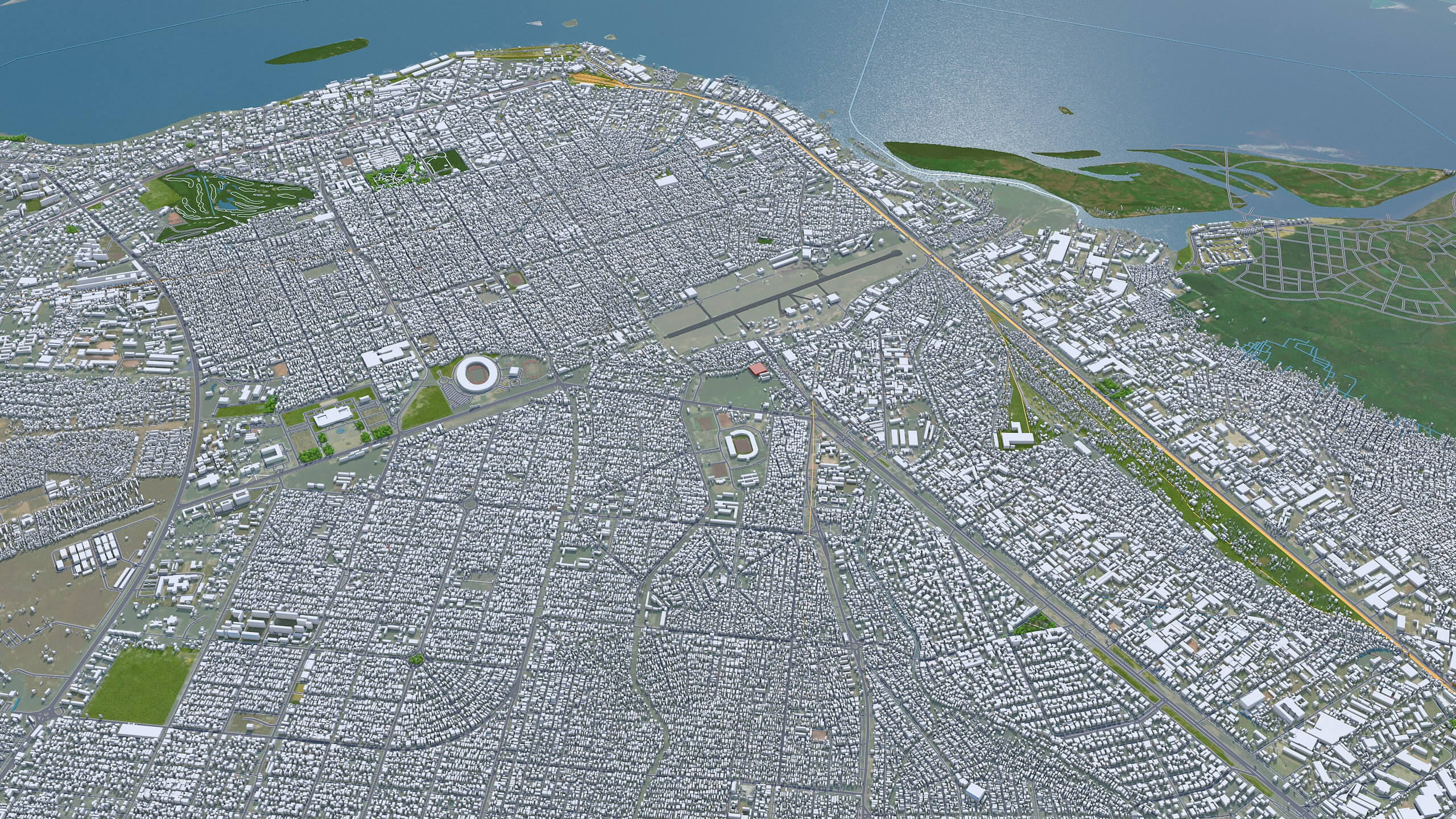 Kinshasa City Brazzaville Dr Congo 3D Model 45km by 3dstudio