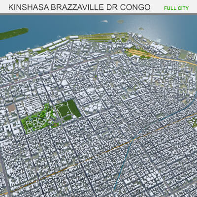 Kinshasa City Brazzaville Dr Congo 3D Model 45km by 3dstudio