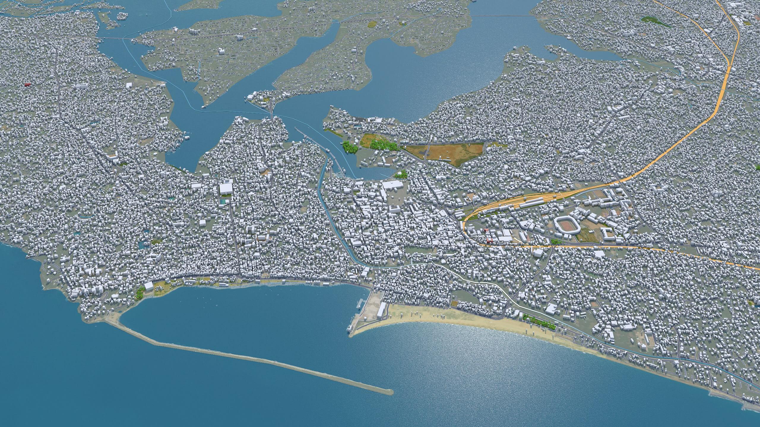 Kollam Kerala City India 3D Model 30km by 3dstudio