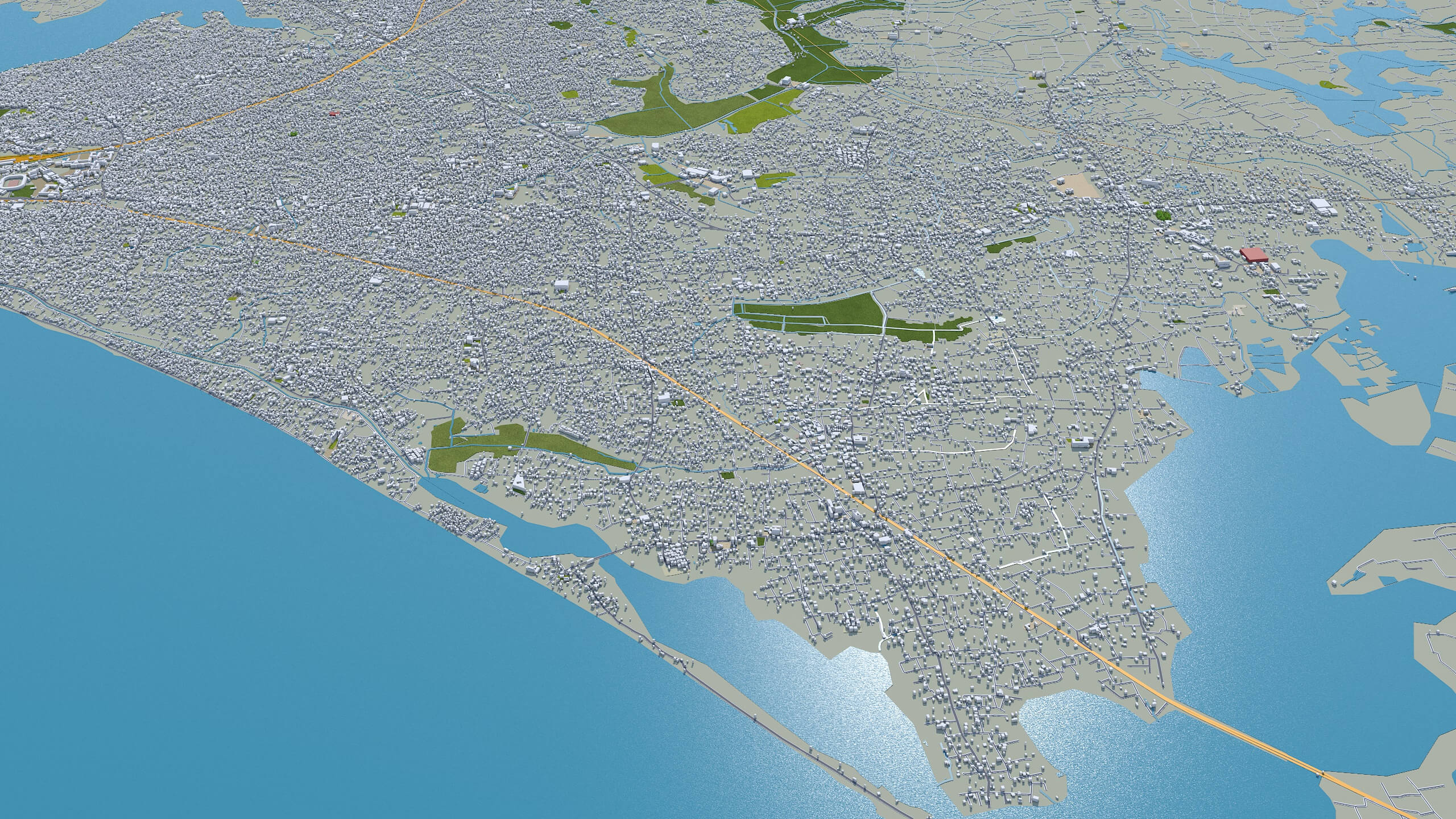 Kollam Kerala City India 3D Model 30km by 3dstudio