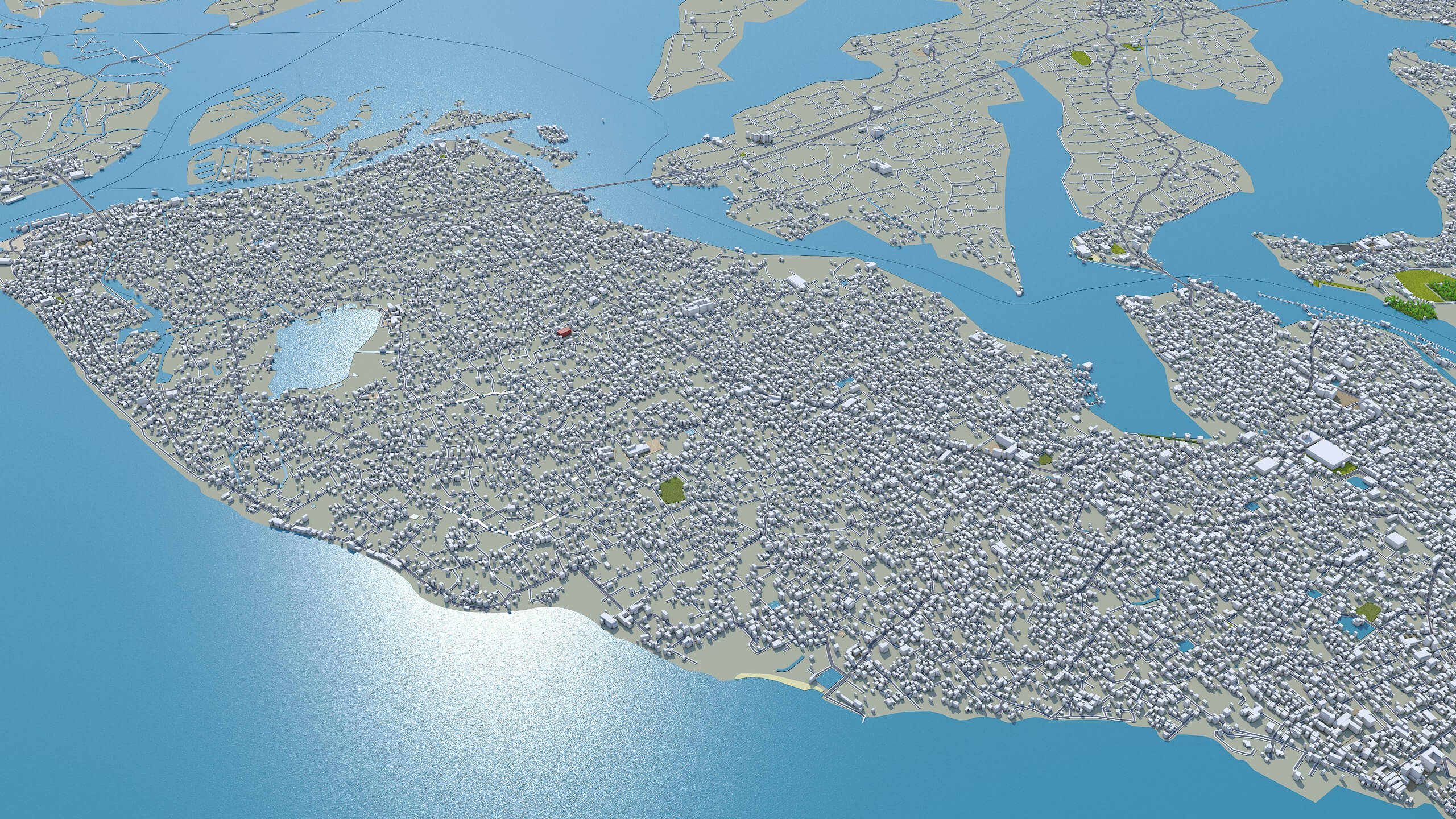Kollam Kerala City India 3D Model 30km by 3dstudio