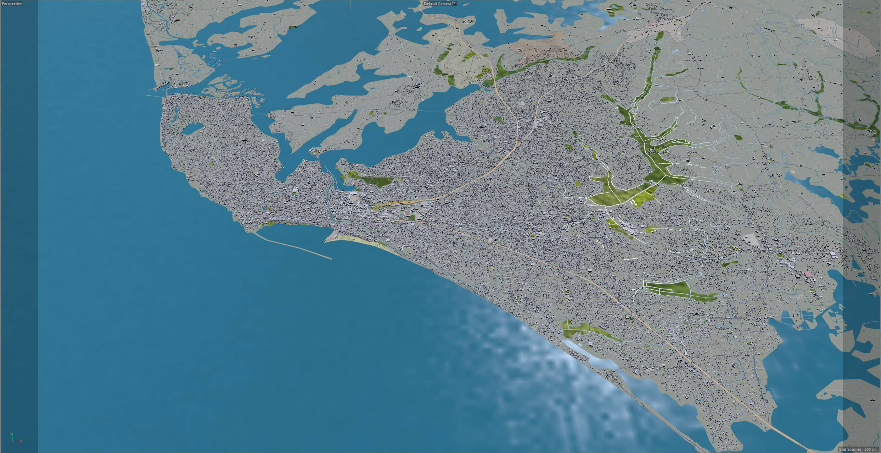 Kollam Kerala City India 3D Model 30km by 3dstudio