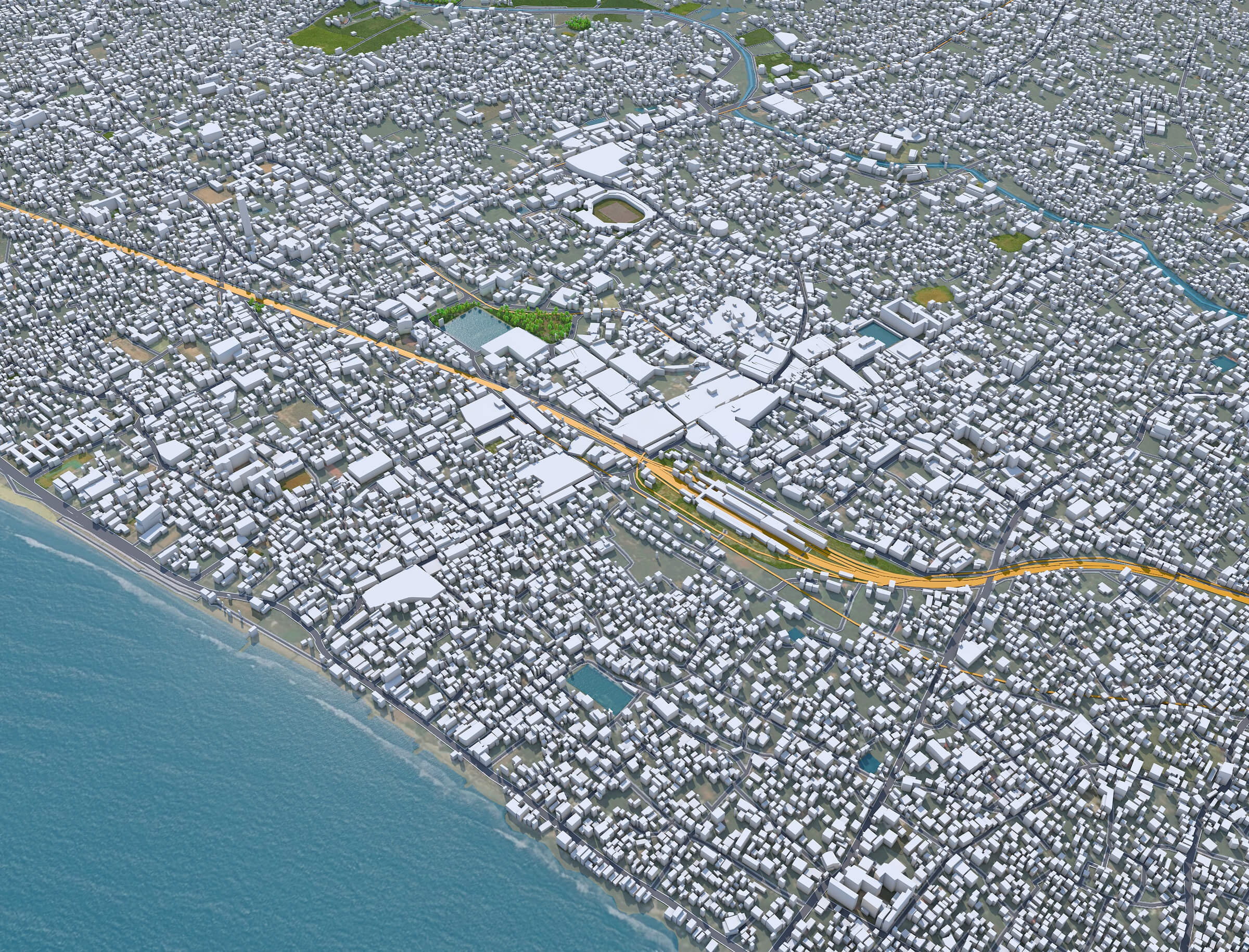 Kozhikode Kerala City India 3D Model 35km by 3dstudio