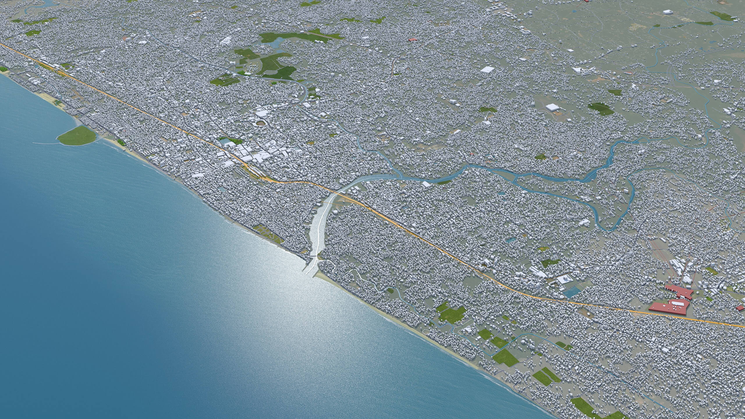 Kozhikode Kerala City India 3D Model 35km by 3dstudio