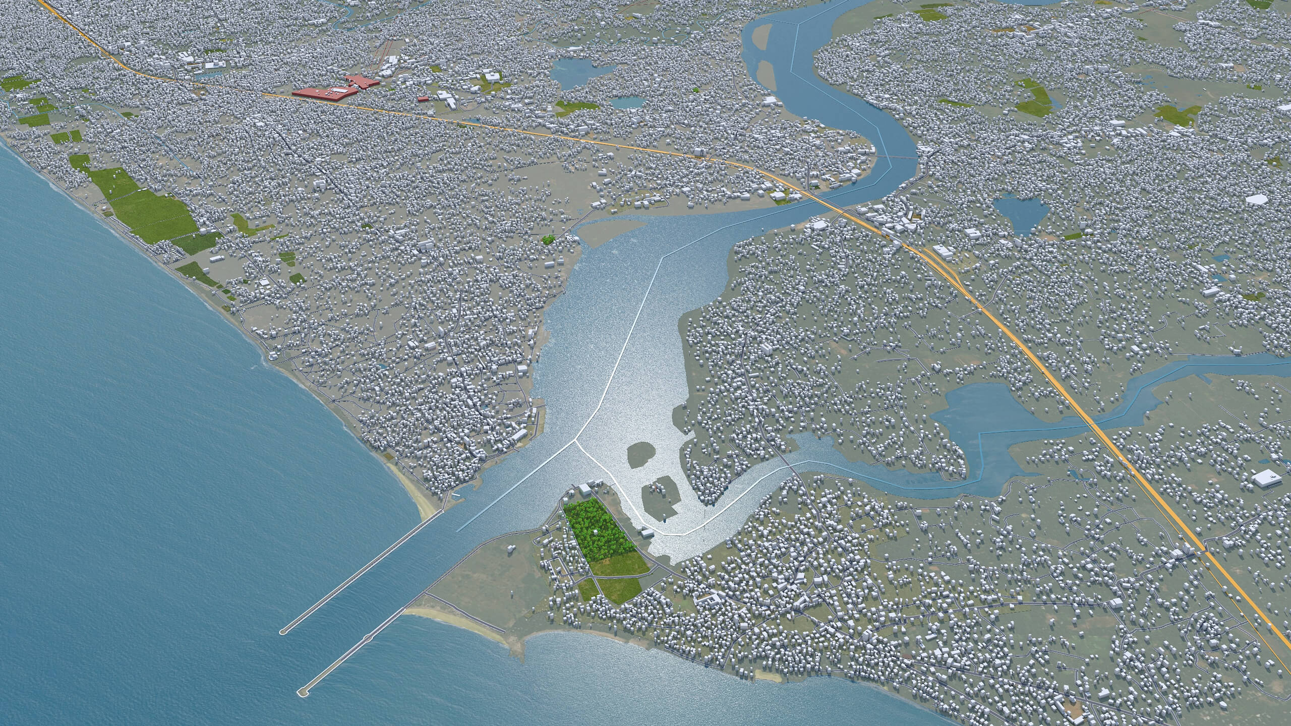 Kozhikode Kerala City India 3D Model 35km by 3dstudio