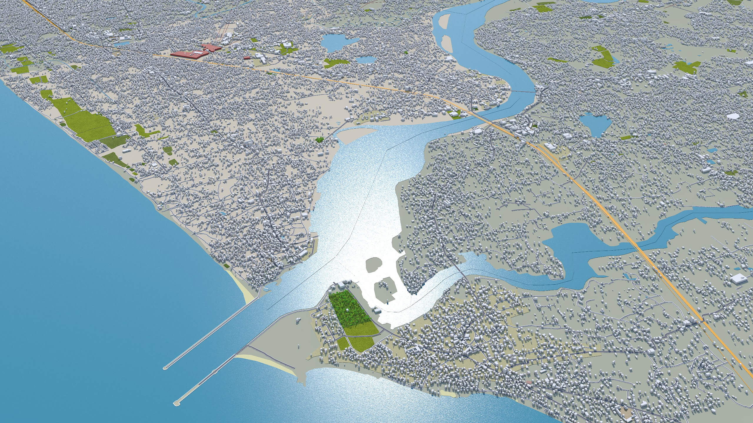 Kozhikode Kerala City India 3D Model 35km by 3dstudio