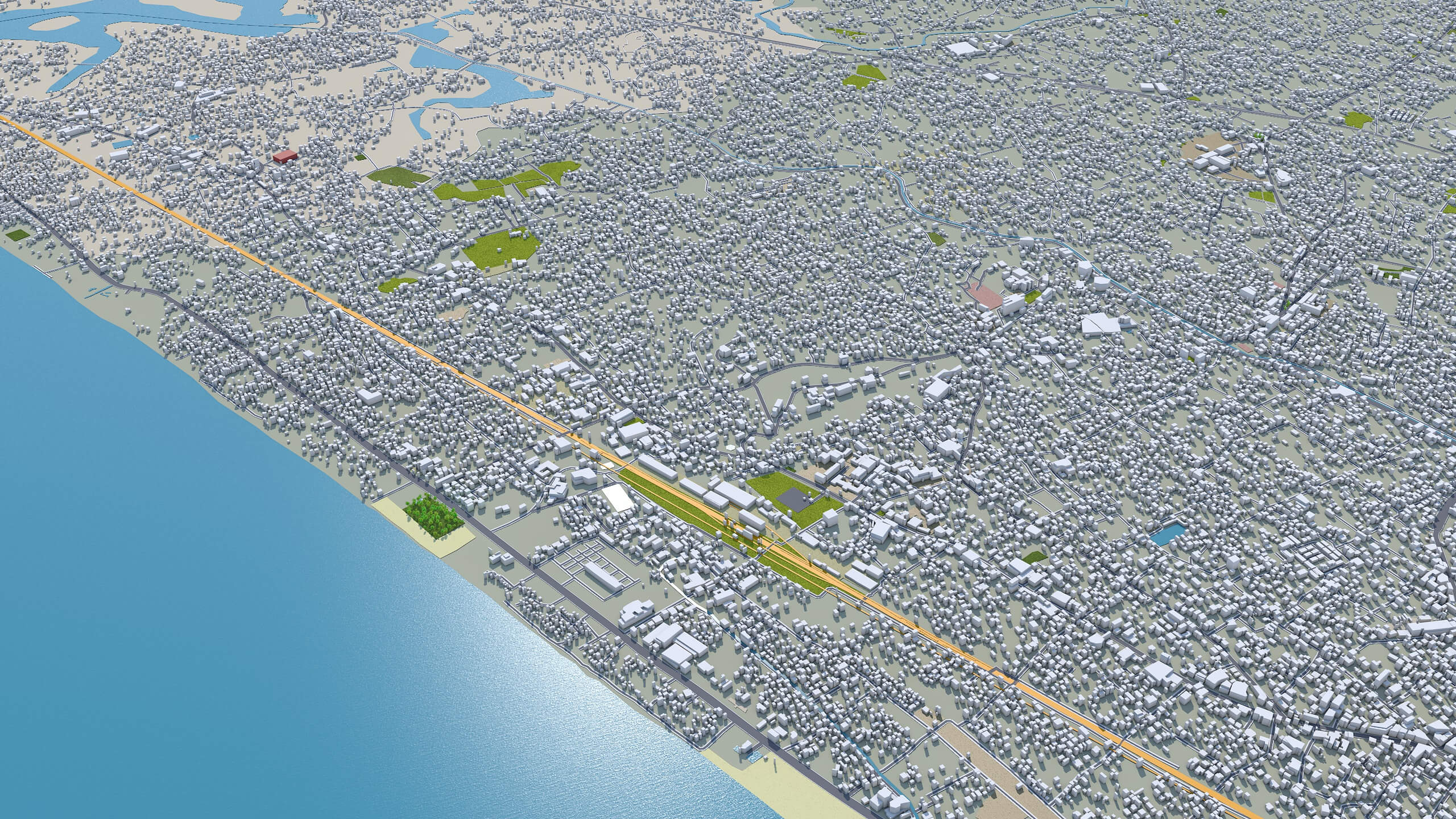 Kozhikode Kerala City India 3D Model 35km by 3dstudio