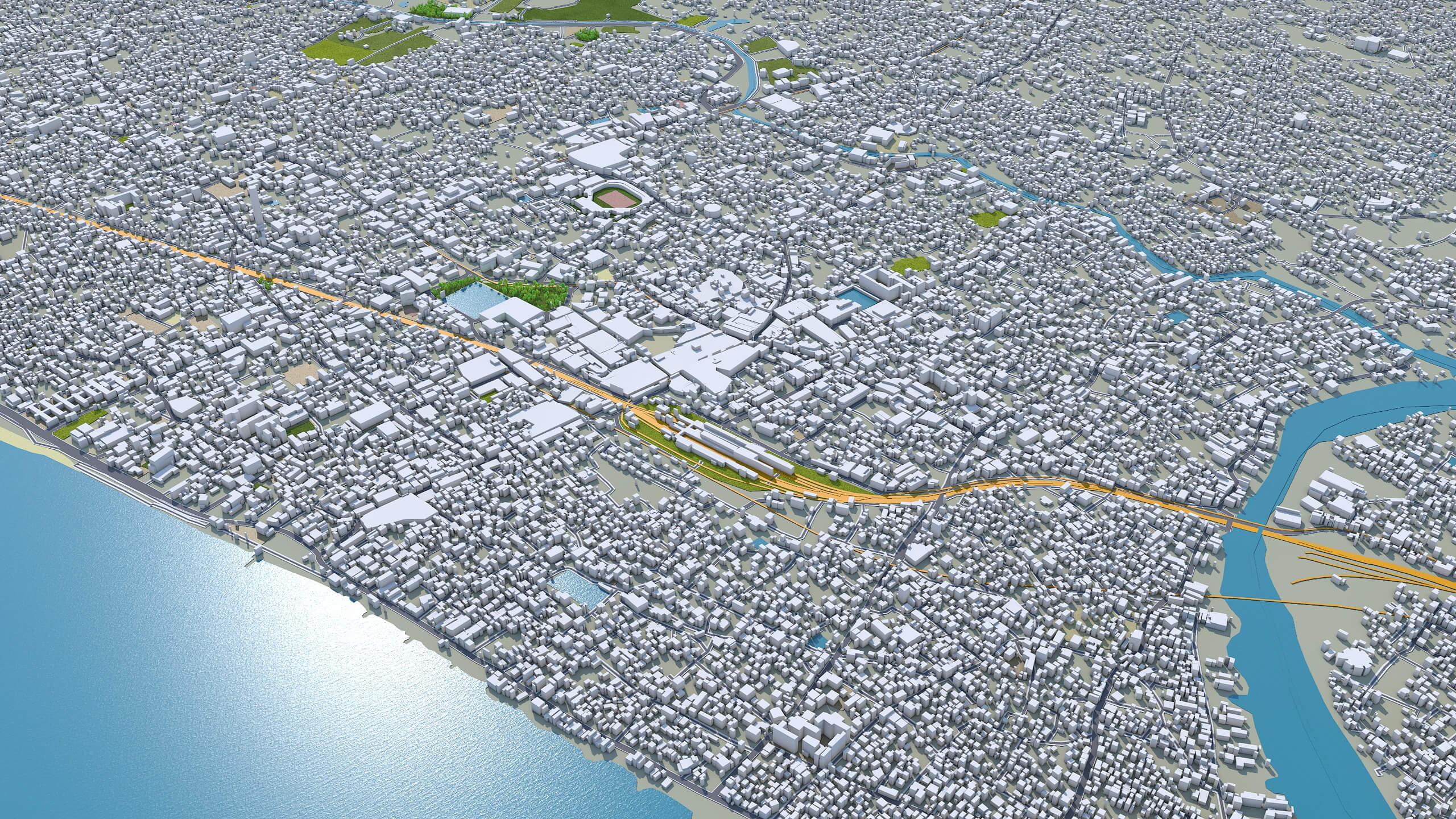 Kozhikode Kerala City India 3D Model 35km by 3dstudio