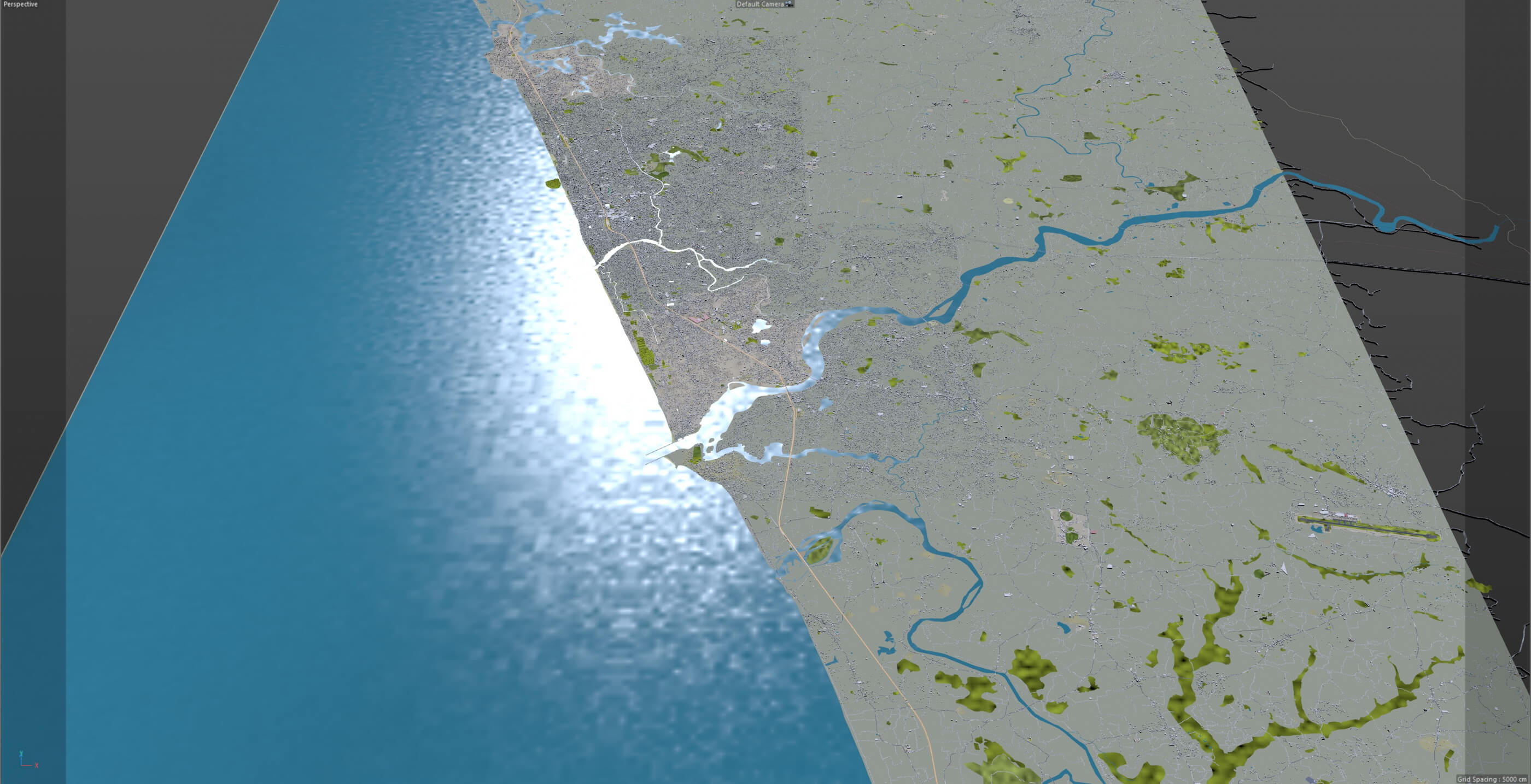 Kozhikode Kerala City India 3D Model 35km by 3dstudio