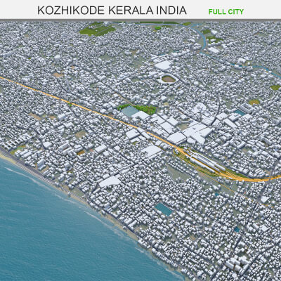 Kozhikode Kerala City India 3D Model 35km by 3dstudio