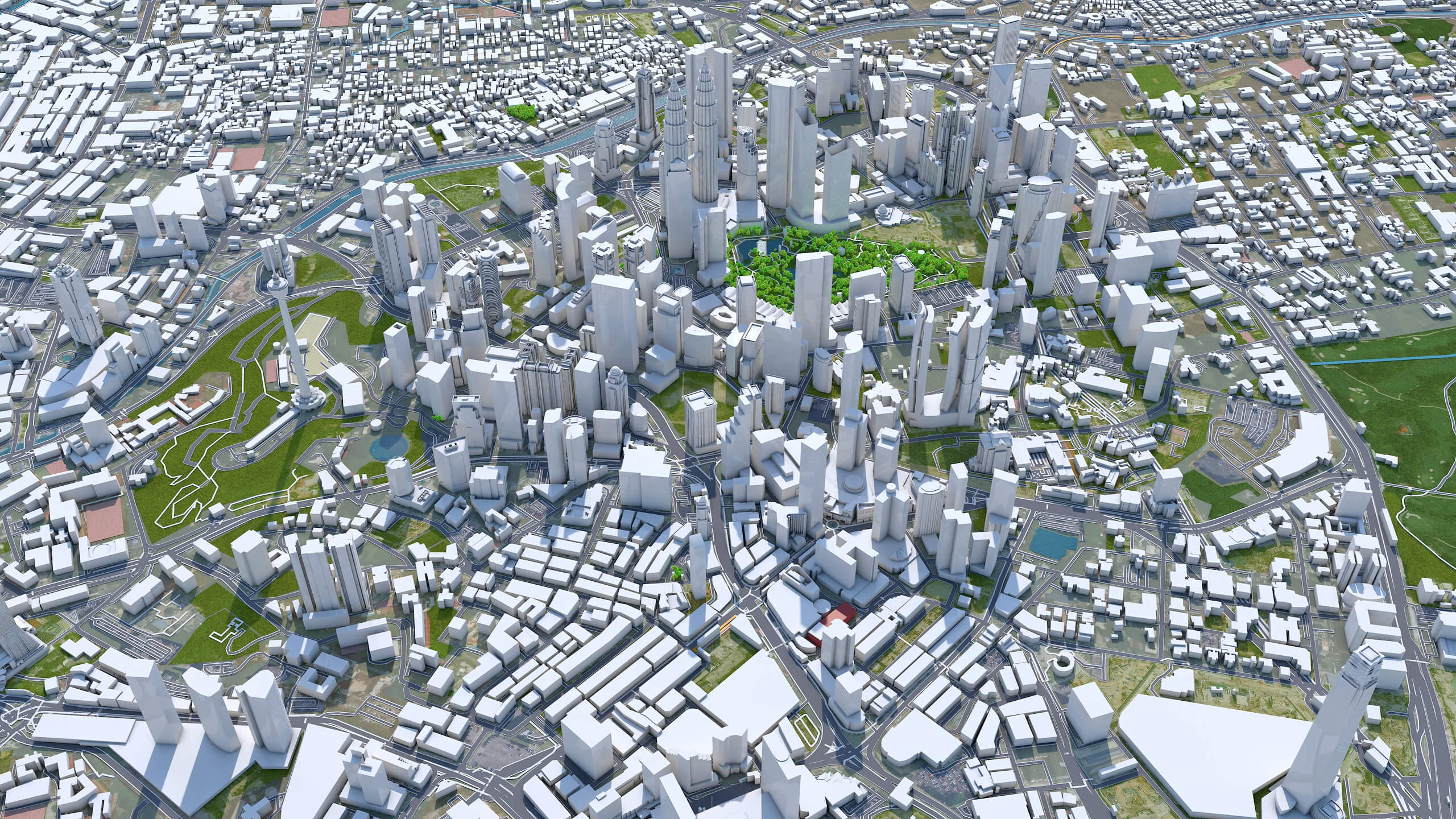 Kuala Lumpur Downtown Malaysia 7km - 3D Model by 3dstudio