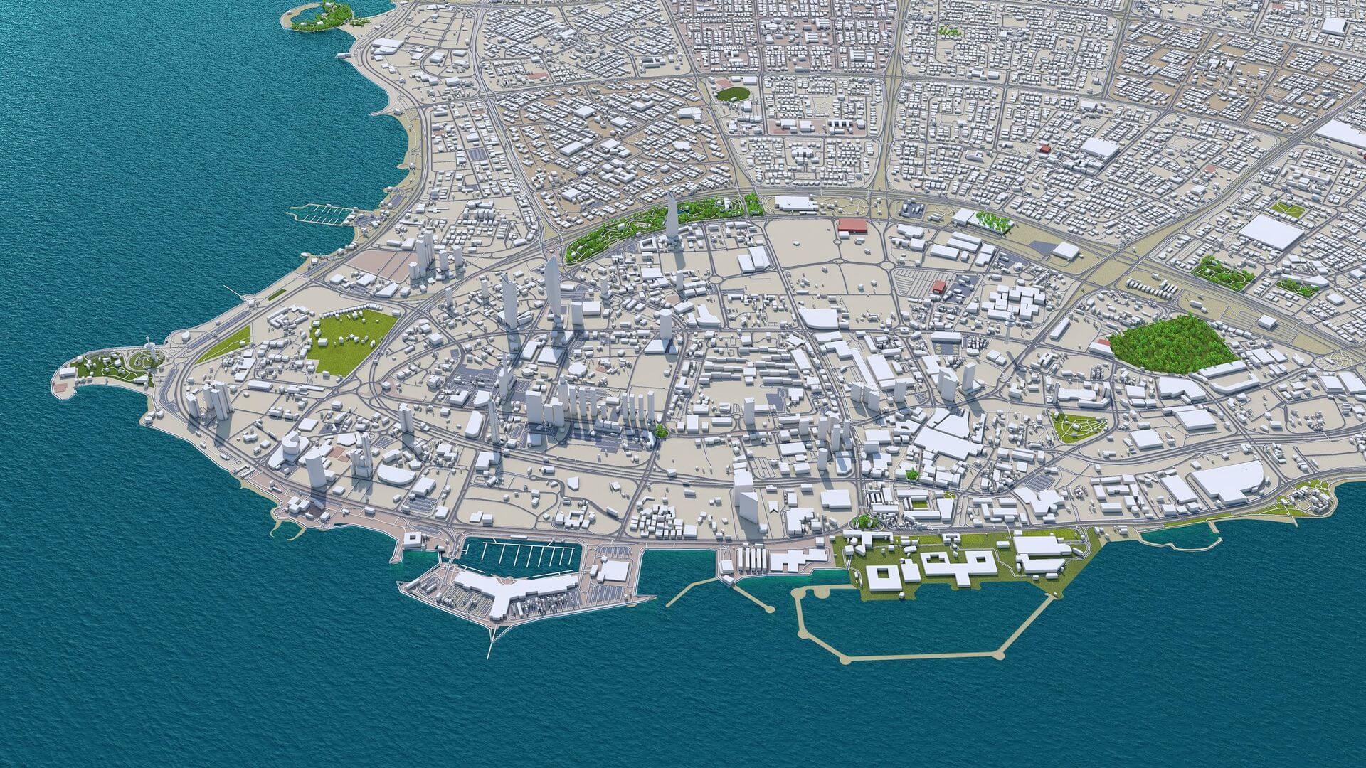 Kuwait Full City 200km - 3D Model by 3dstudio