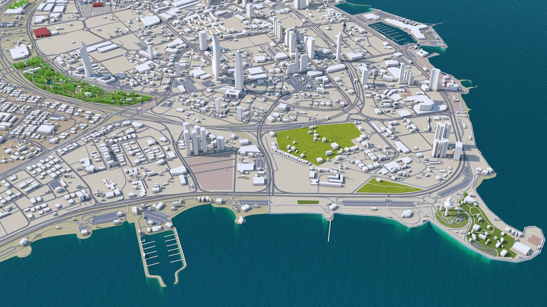 Kuwait Full City 200km - 3D Model by 3dstudio