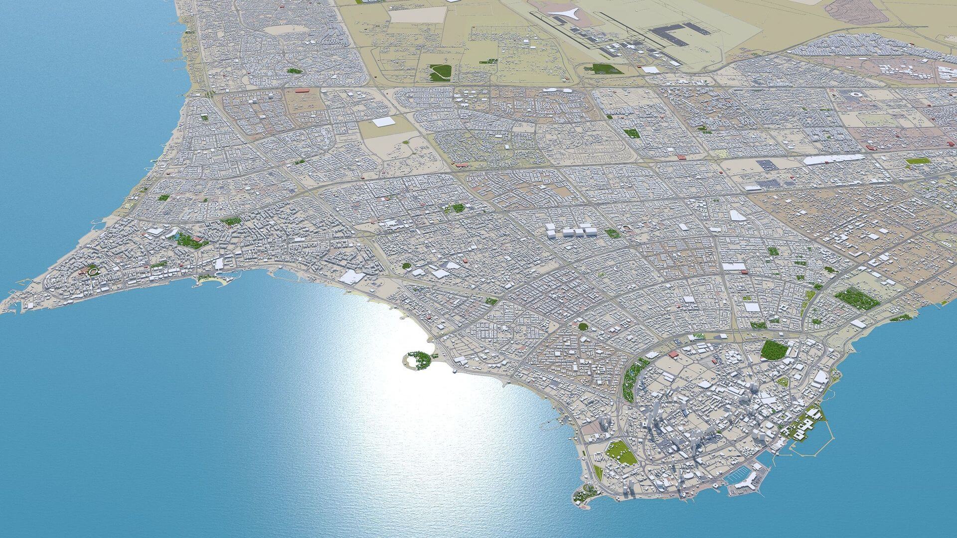 Kuwait Full City 200km - 3D Model by 3dstudio