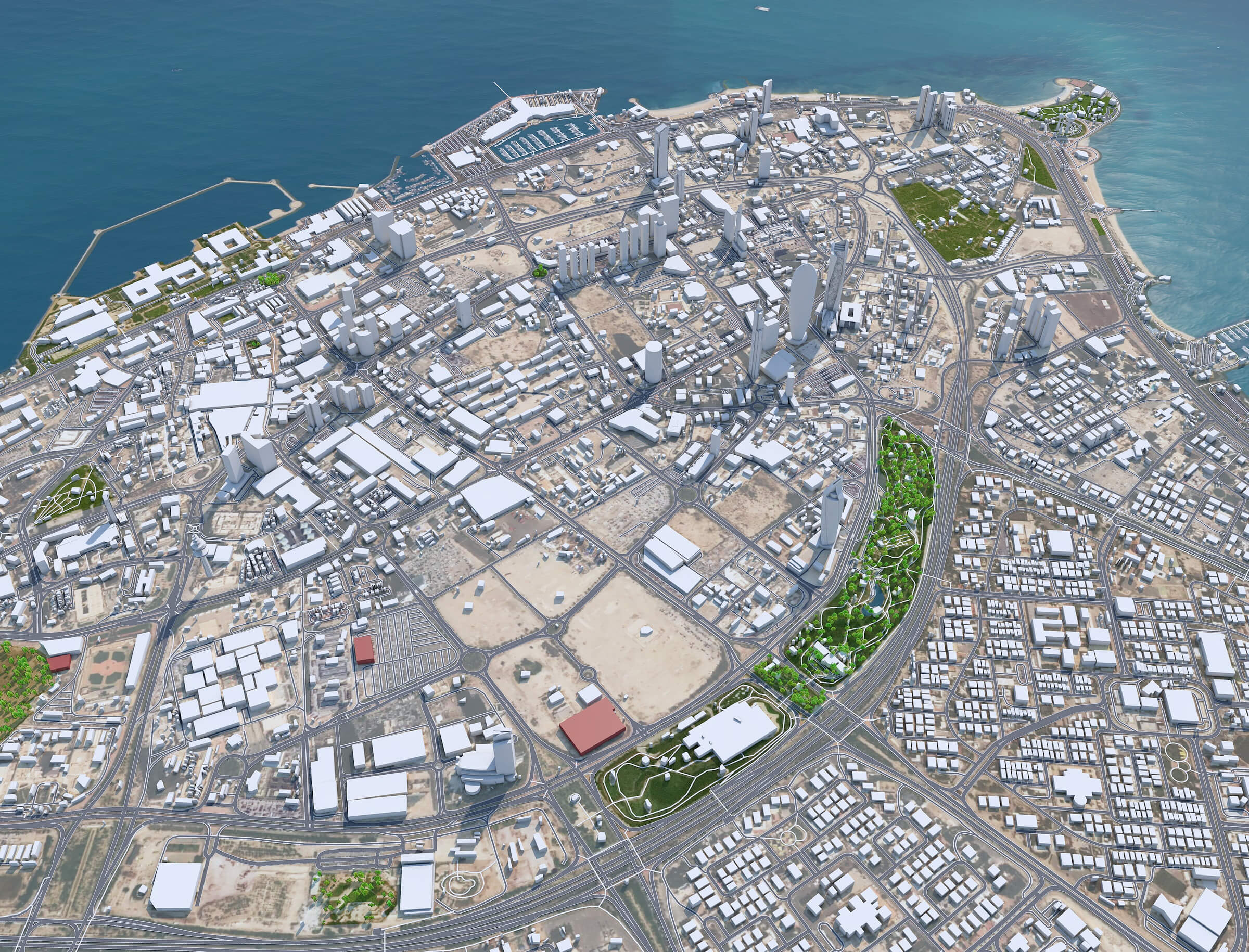 Kuwait City 3D Model 80km by 3dstudio