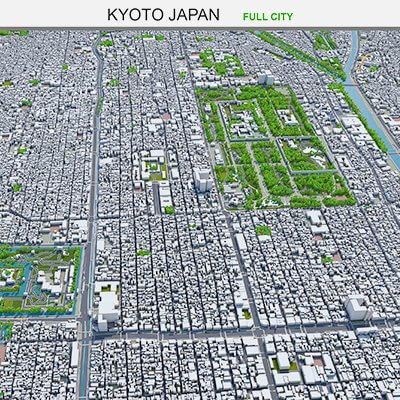 Kyoto, Japan 80km - 3D Model by 3dstudio