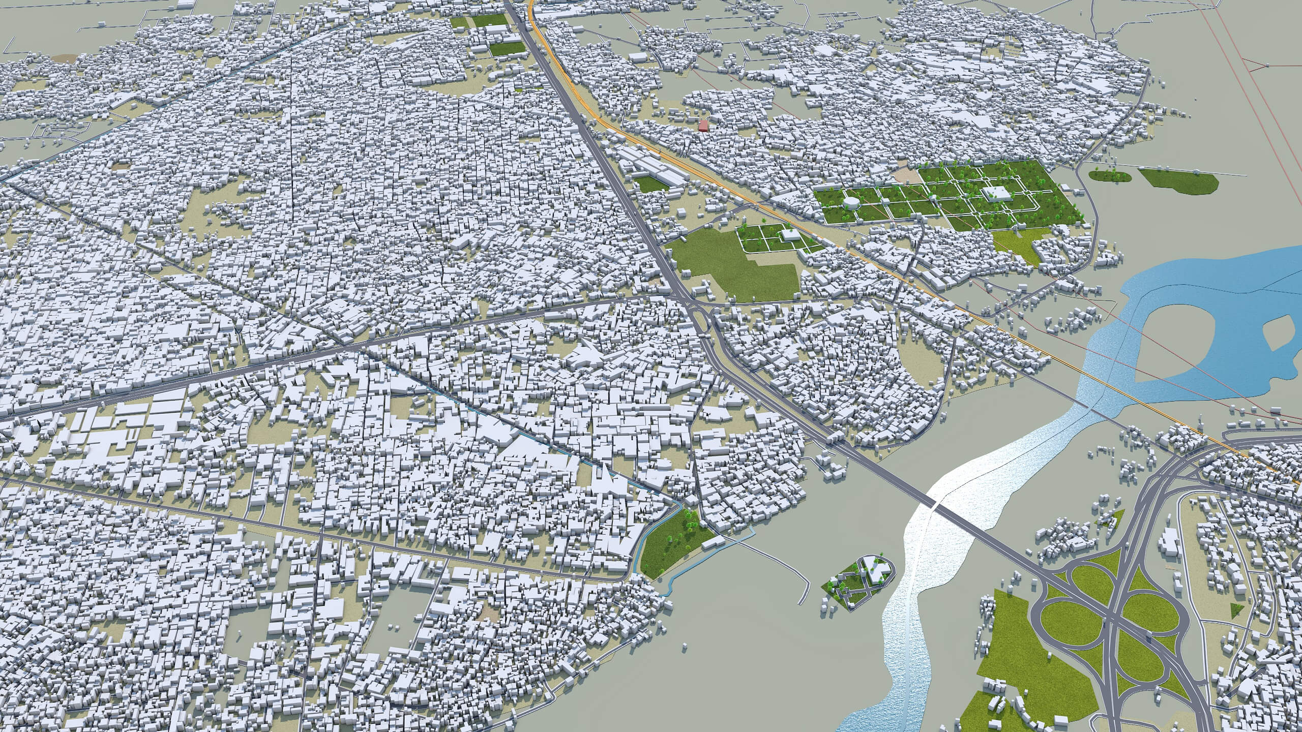 Lahore City Pakistan 3D Model 50km by 3dstudio