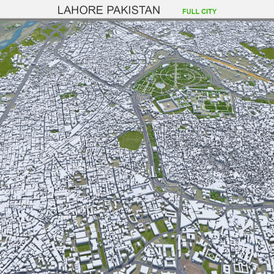 Lahore City Pakistan 3D Model 50km by 3dstudio