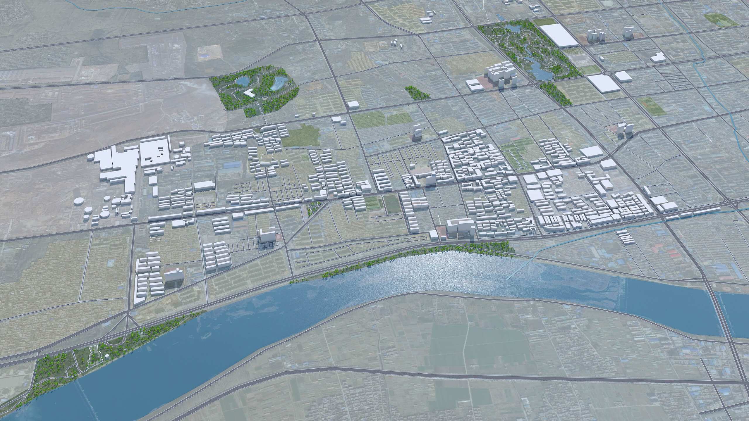 Laiwu Jinan Shandong City China 3D Model 30km by 3dstudio