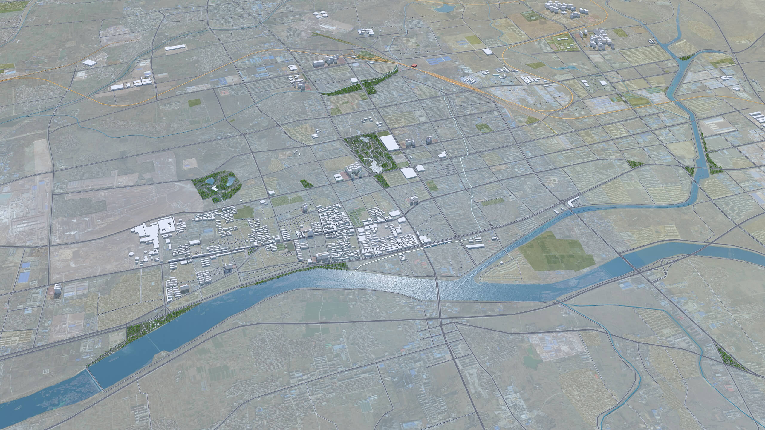 Laiwu Jinan Shandong City China 3D Model 30km by 3dstudio