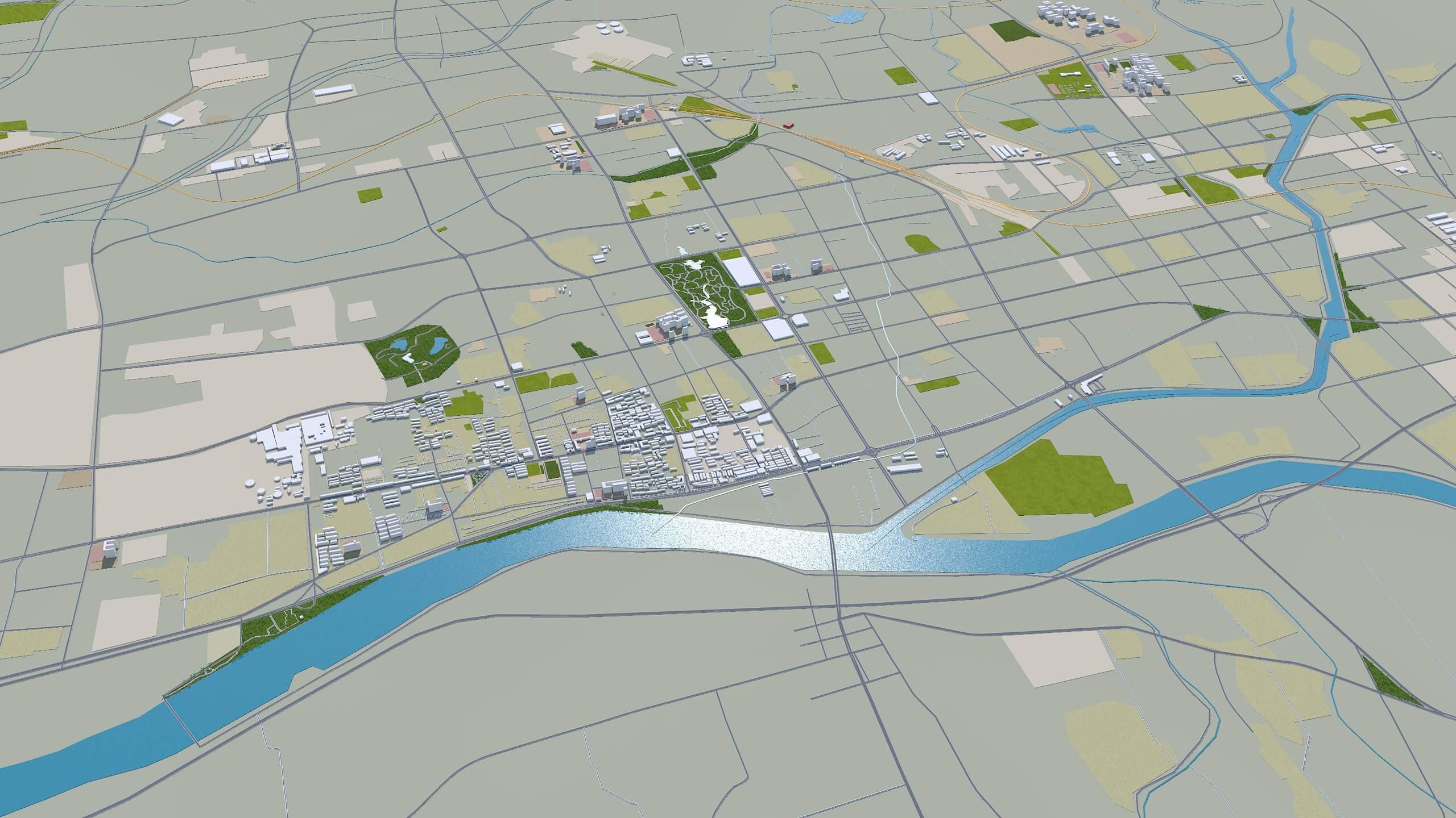 Laiwu Jinan Shandong City China 3D Model 30km by 3dstudio
