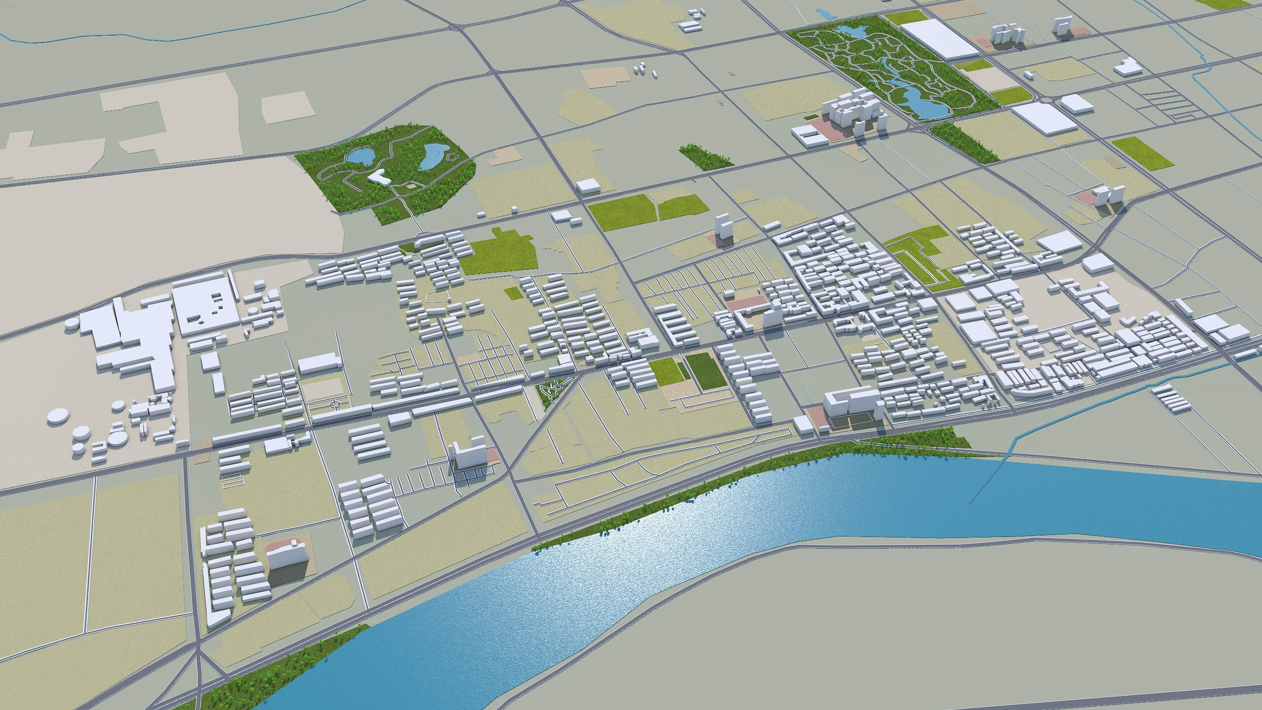 Laiwu Jinan Shandong City China 3D Model 30km by 3dstudio