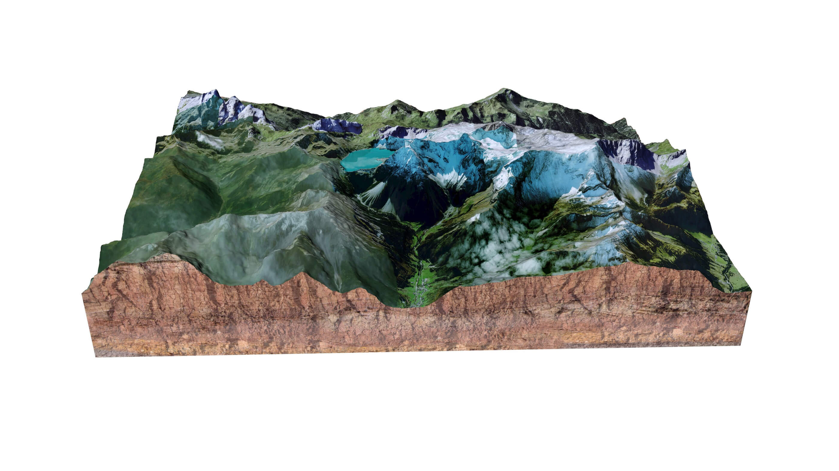 Lake Lunersee Eastern Alps Austria Pearl Terrain 3D Model by 3dstudio
