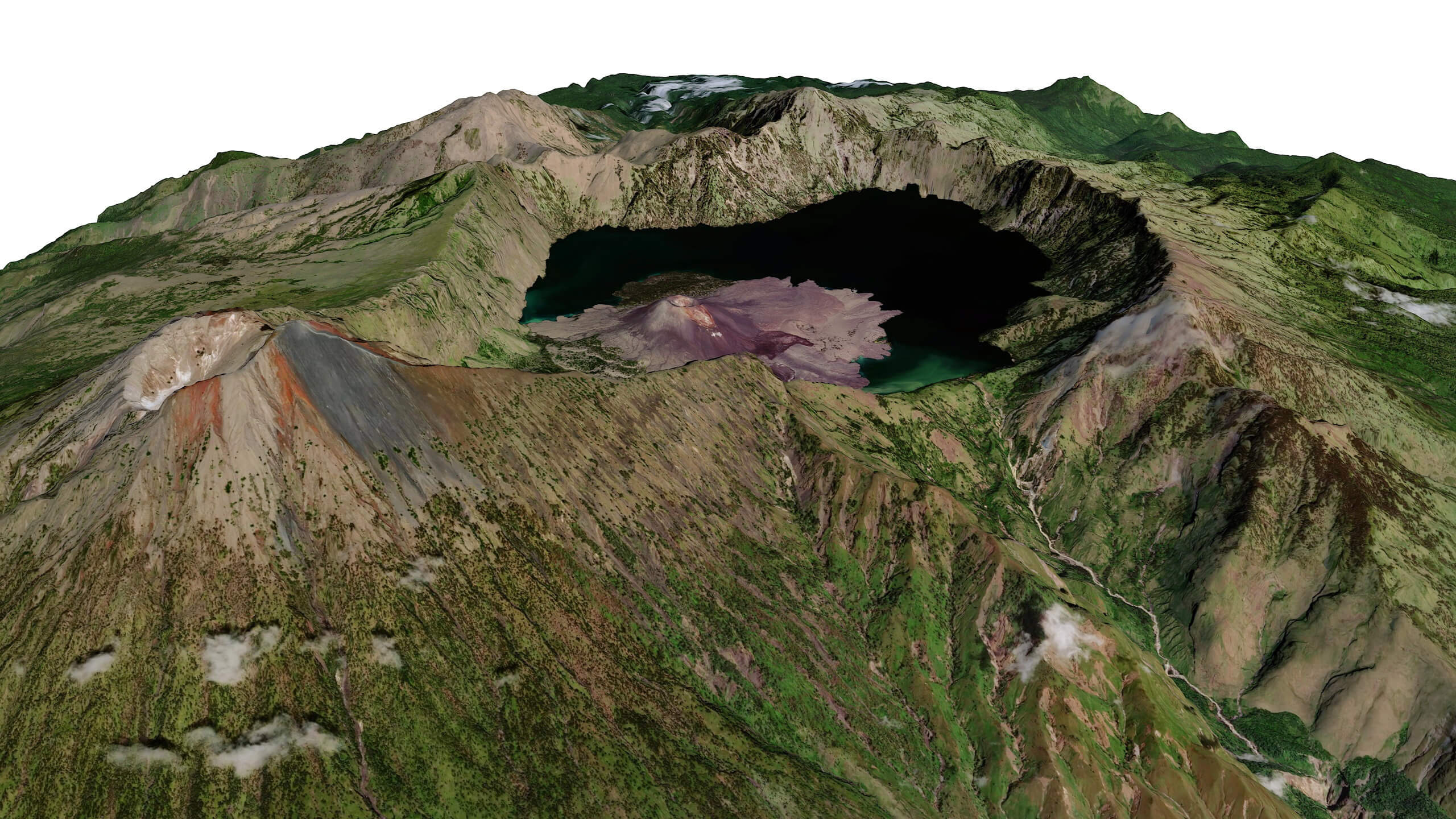 Lake Segara Anak Indonesia Terrain 3D Model by 3dstudio