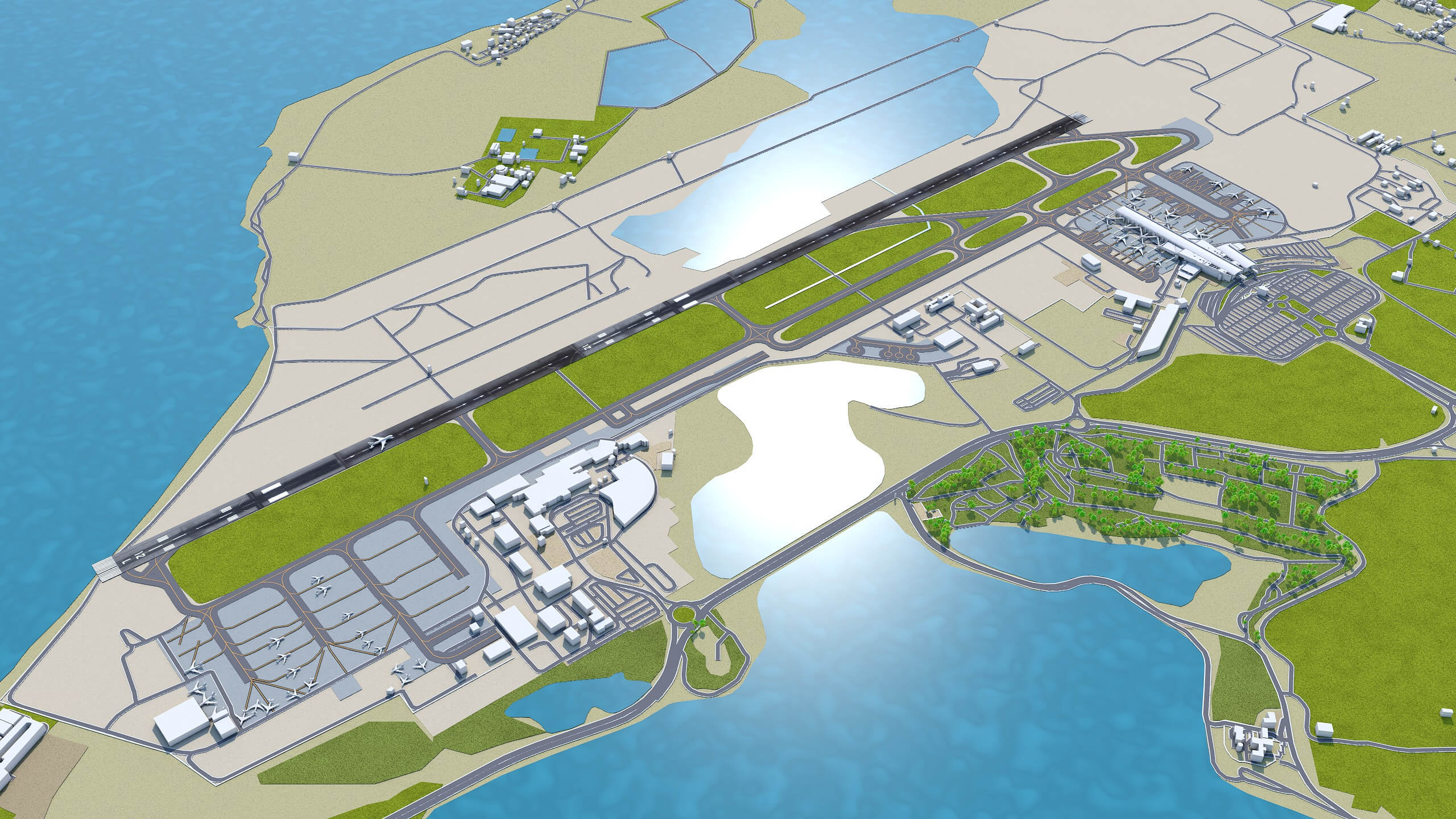 Larnaca International Airport - 3D Model by 3dstudio