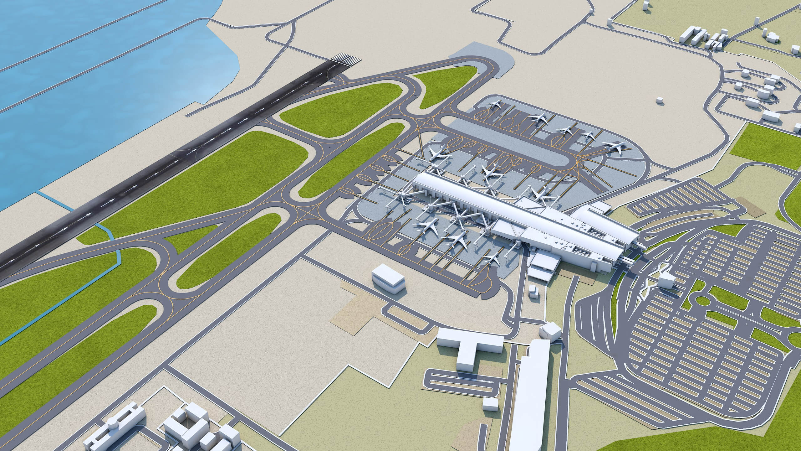 Larnaca International Airport - 3D Model by 3dstudio