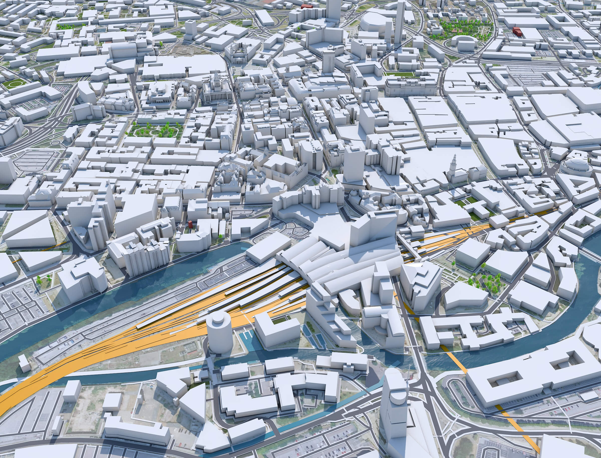 Leeds Downtown City UK 8km - 3D Model by 3dstudio