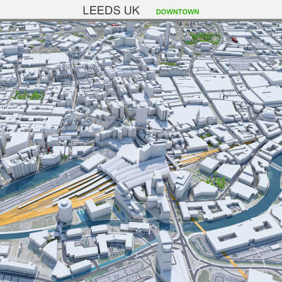 Leeds Downtown City UK 8km - 3D Model by 3dstudio