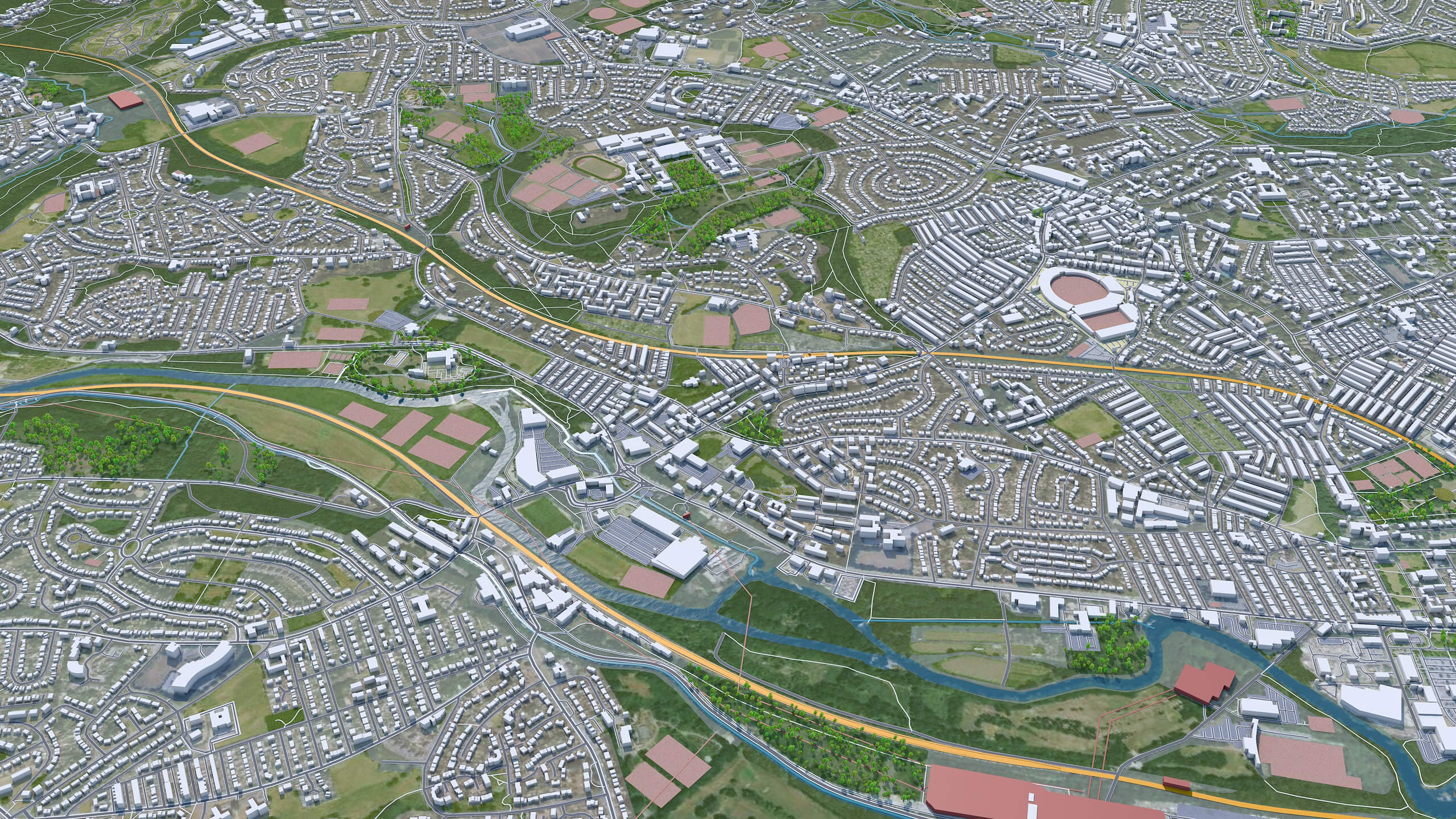 Leeds City UK 60km - 3D Model by 3dstudio