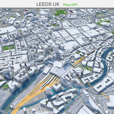 Leeds City UK 60km - 3D Model by 3dstudio