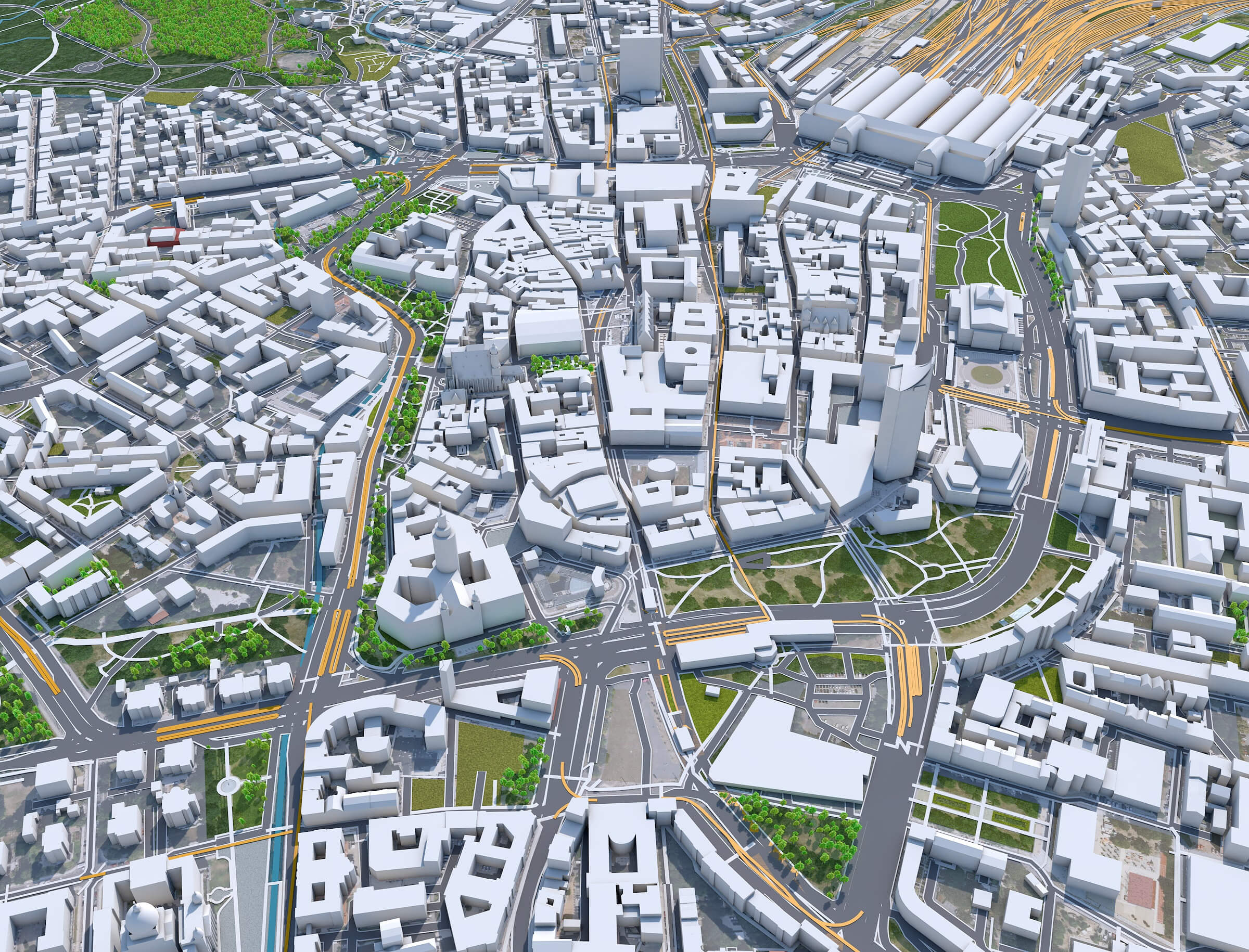Leipzig Downtown City Germany 6km - 3D Model by 3dstudio