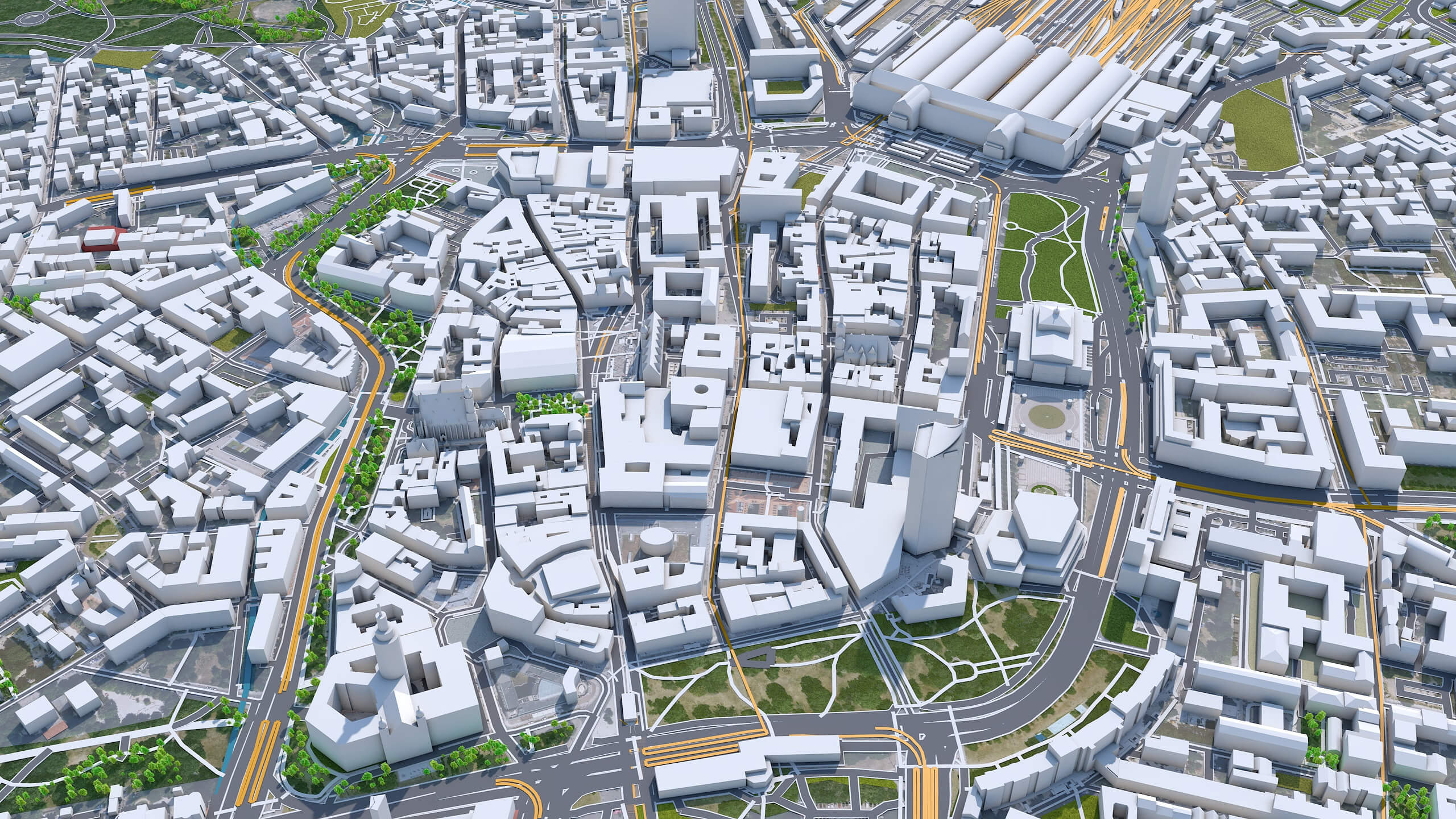 Leipzig Downtown City Germany 6km - 3D Model by 3dstudio