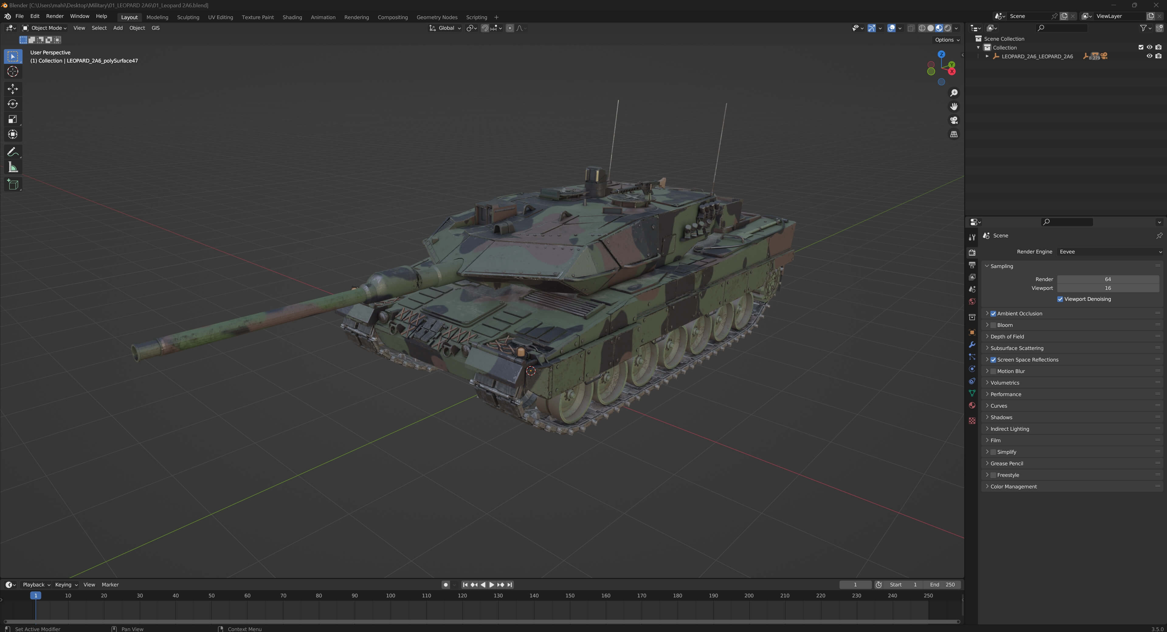 Leopard 2A6 Battle Tank - 3D Model by 3dstudio