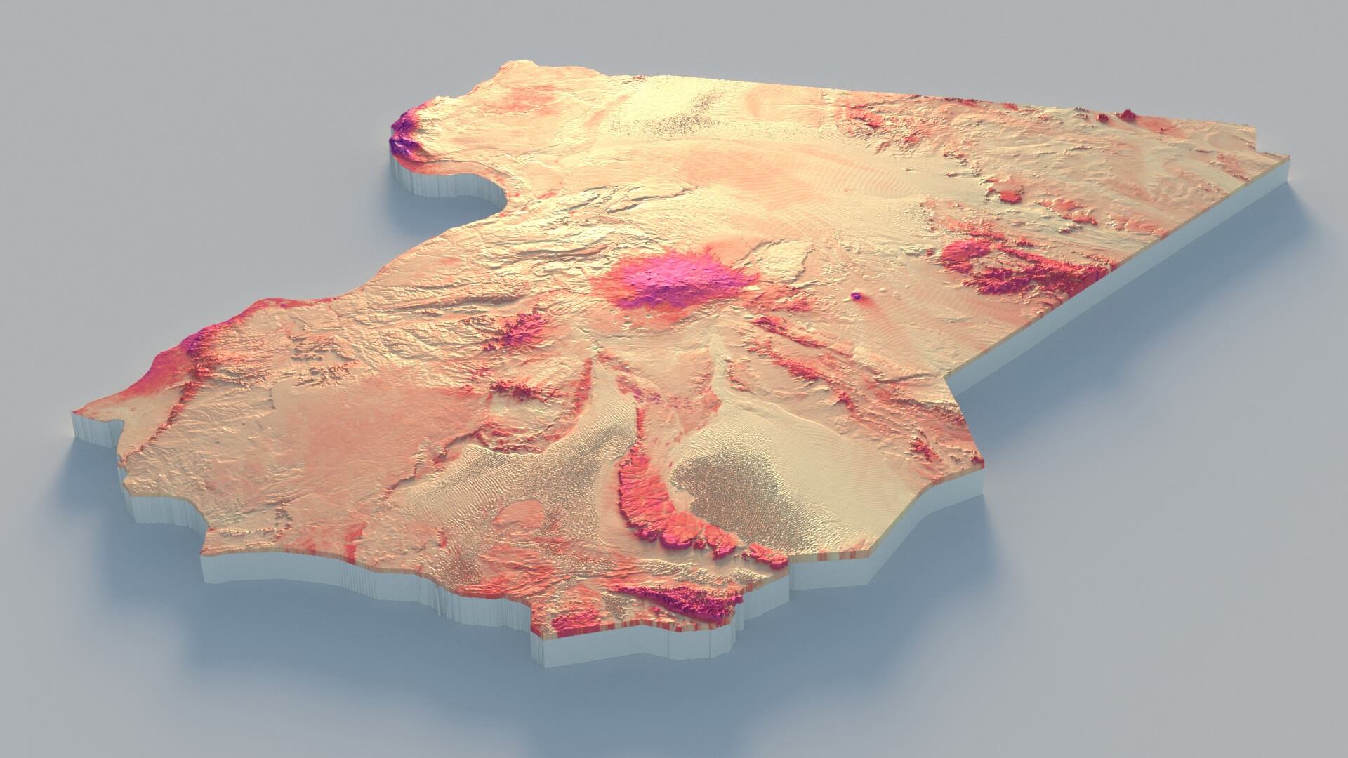 Libya Terrain Map - 3D Model by 3dstudio