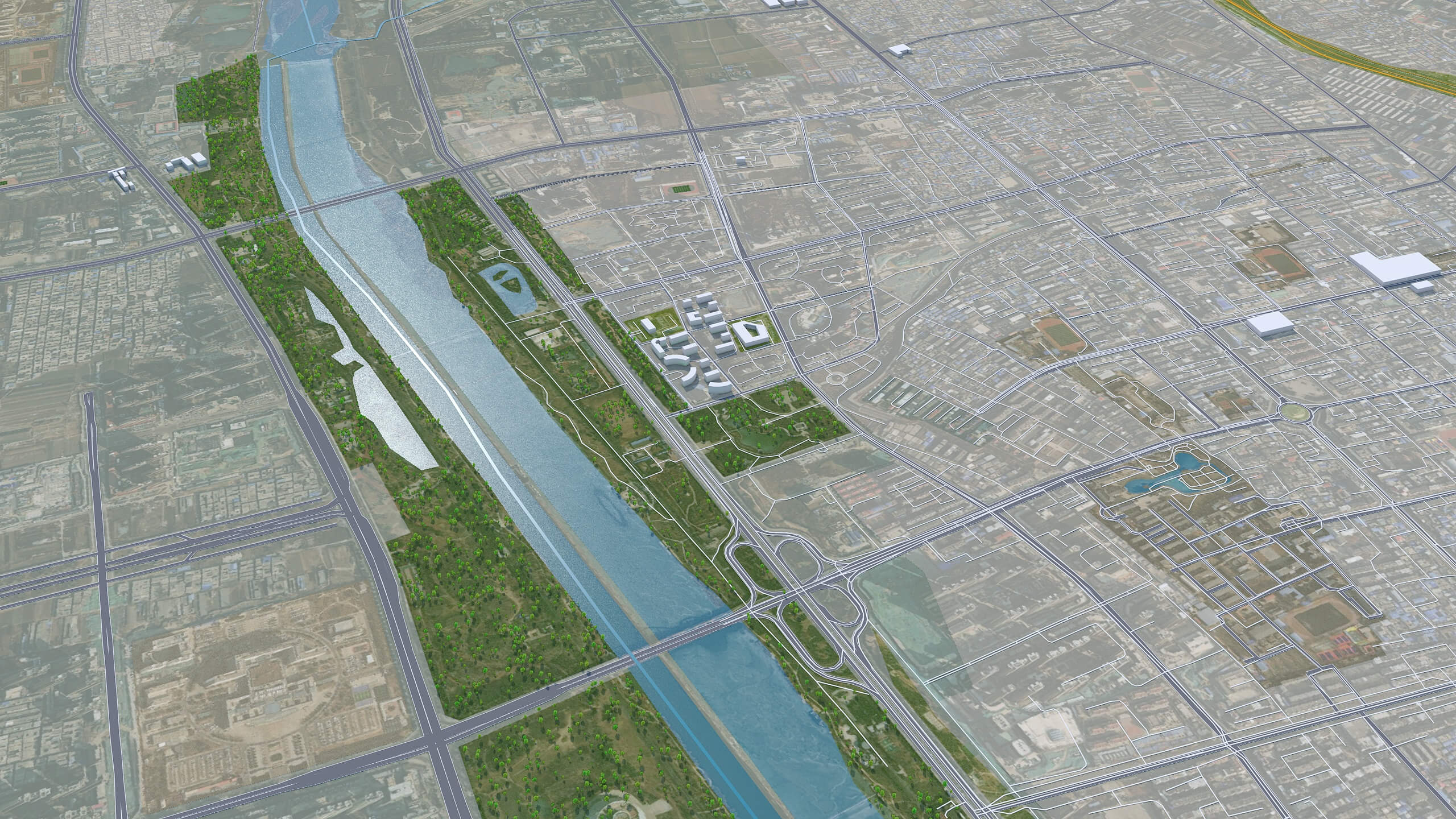 Linfen Shanxi City China 3D Model 20km by 3dstudio