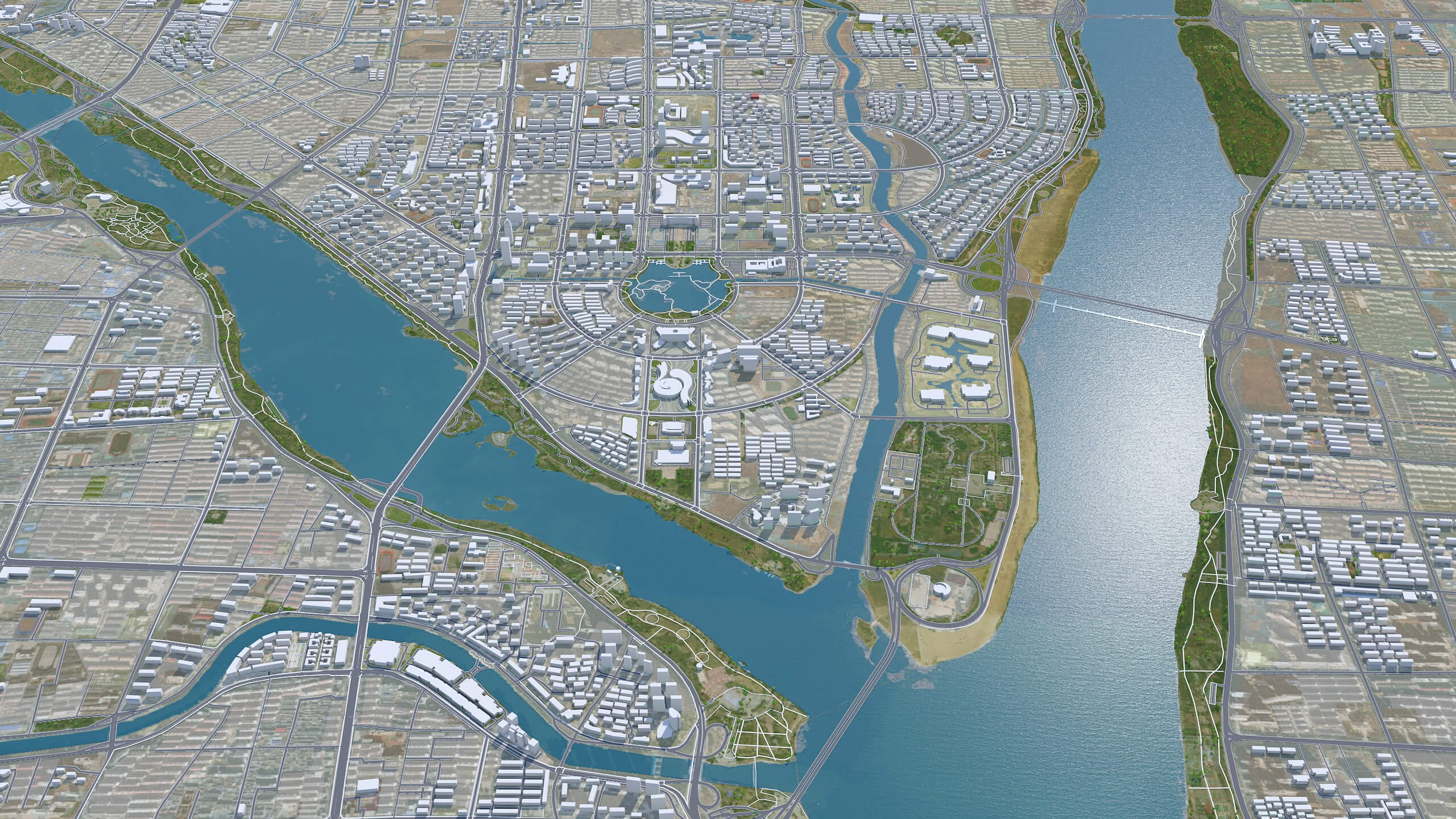 Linyi Shandong City China 3D Model 70km by 3dstudio