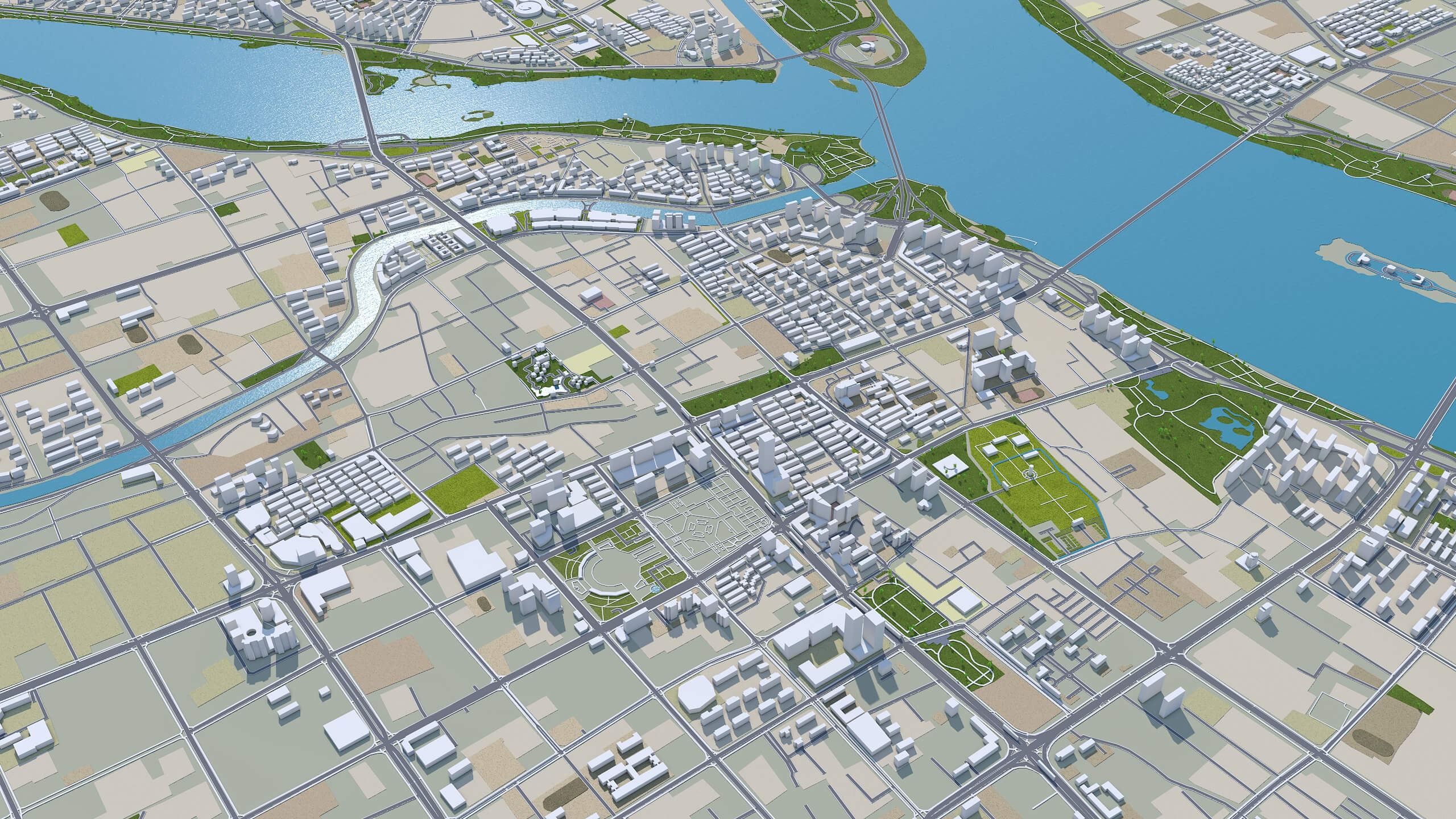 Linyi Shandong City China 3D Model 70km by 3dstudio