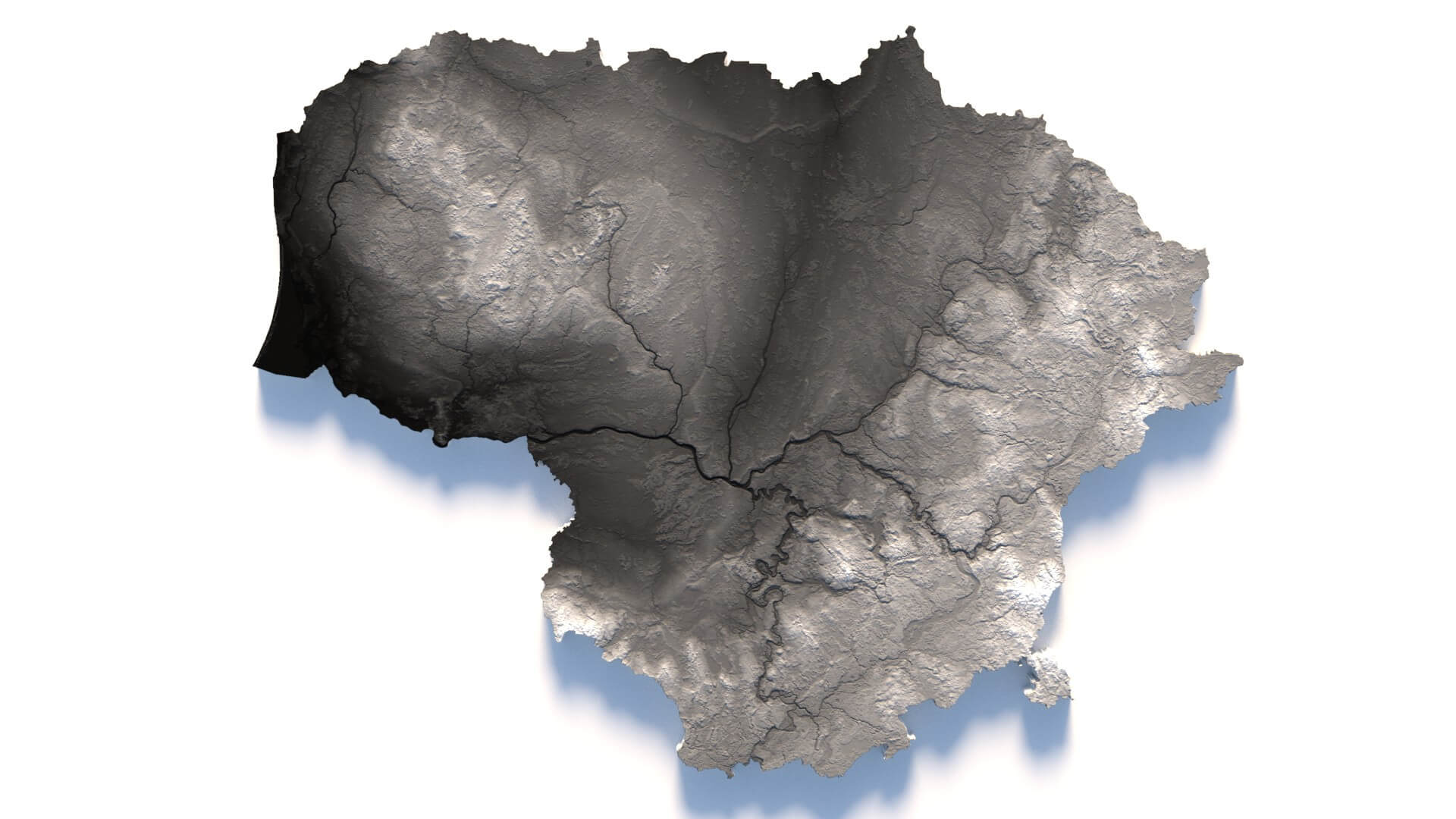 Lithuania Terrain Map - 3D Model by 3dstudio