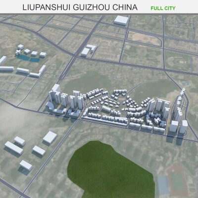 Liupanshui Guizhou City China 3D Model 30km by 3dstudio