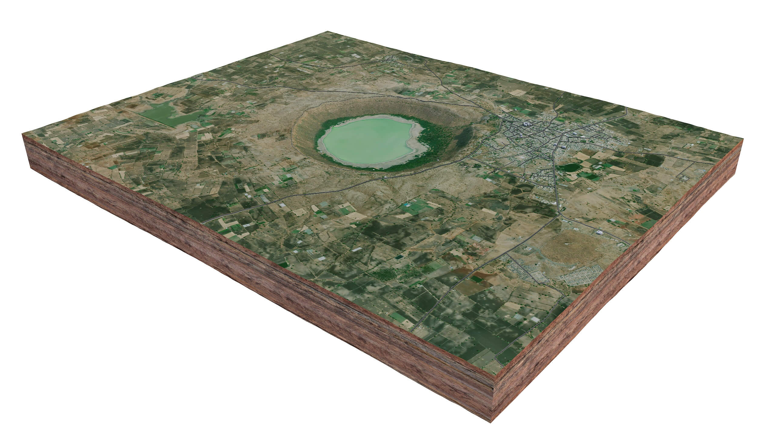 Lonar Crater Maharashtra India Terrain 3D Model by 3dstudio